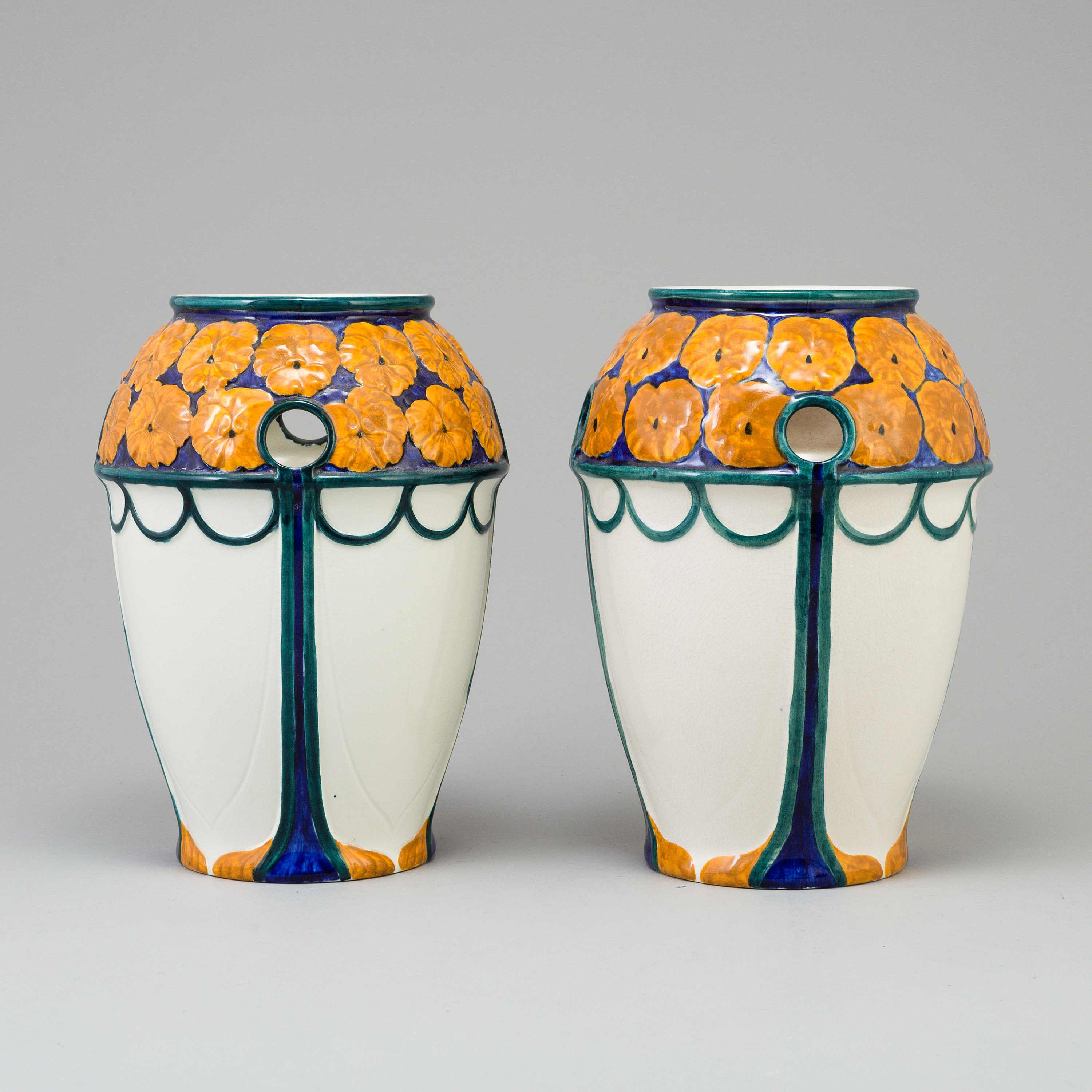 ALF WALLANDER, vaser, ett par, flintgods, Rörstrand, omkring år 1900 ...