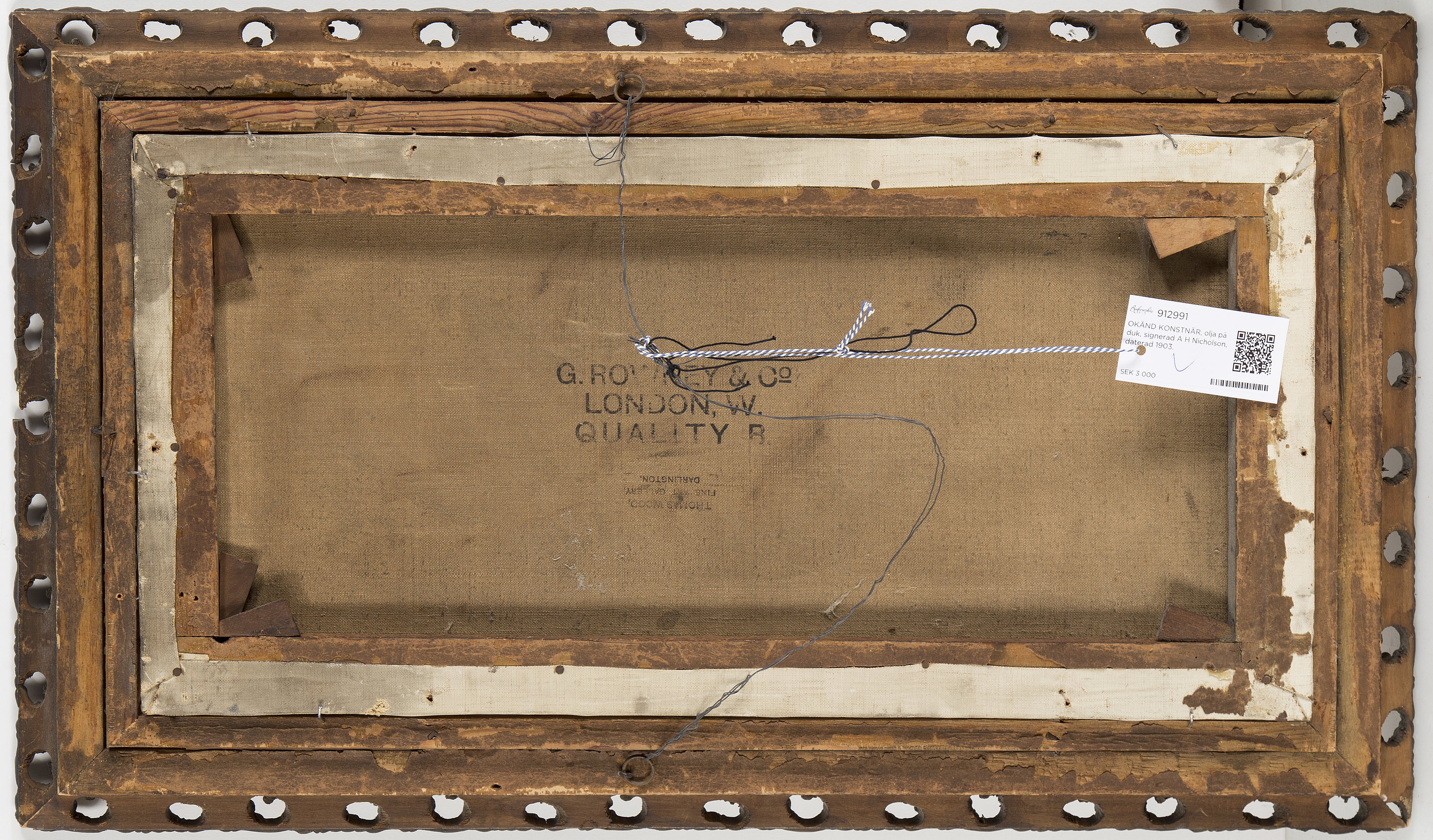 Unknown artist, oil on canvas, signed A H Nicholson, dated 1903 ...