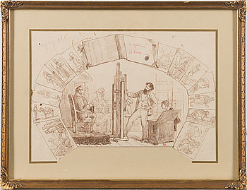 ADOLF VON BECKER, drawing, signed. - Bukowskis