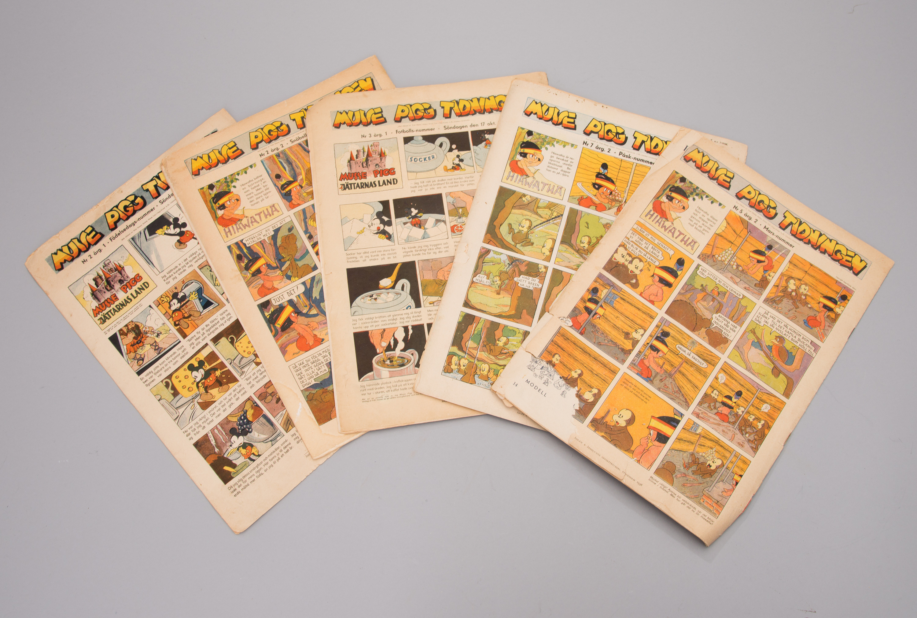 A set of five Musse Pigg comics from 1937 and 1938. - Bukowskis