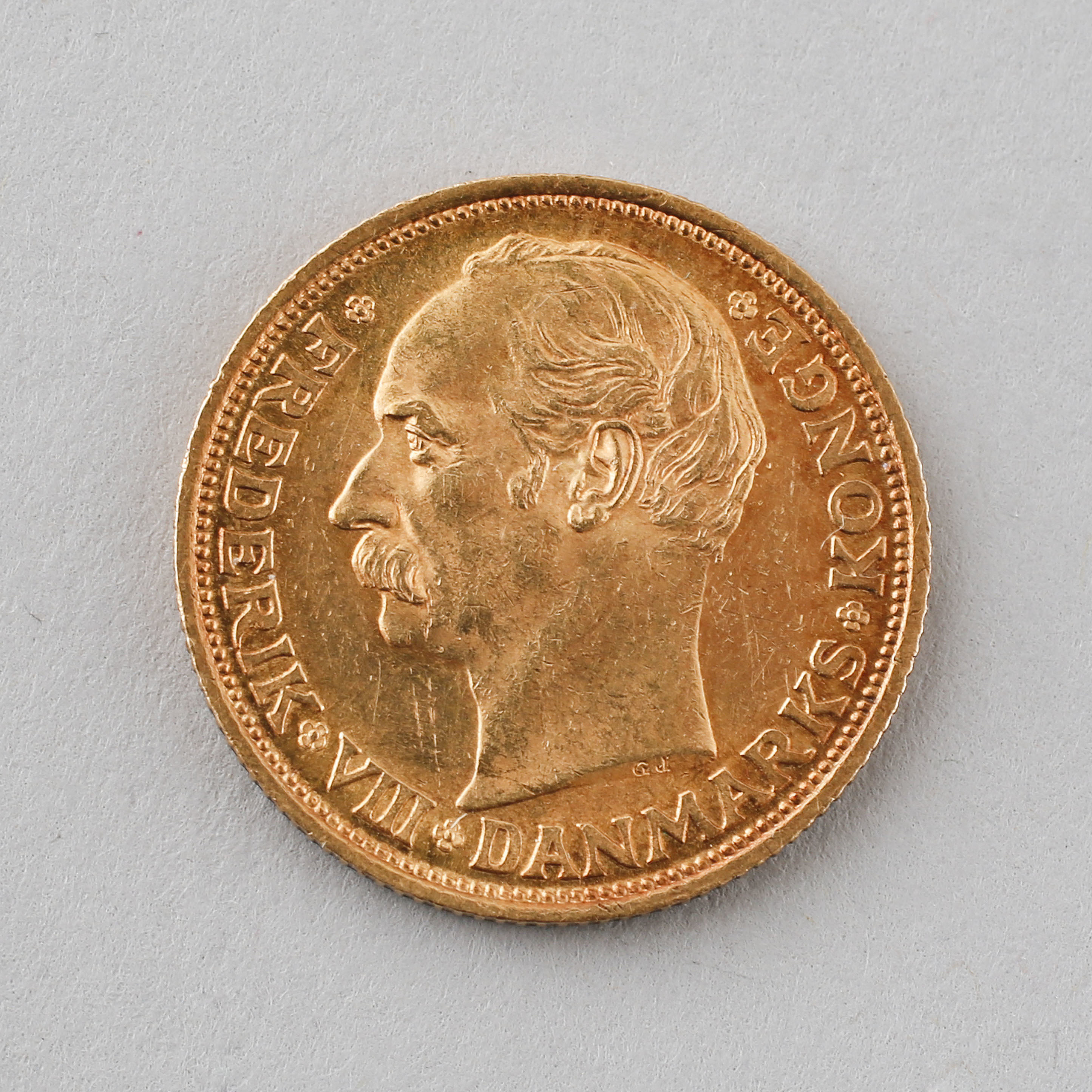 GULDMYNT, 20 kr, Fredrik VIII, Danmark, 1911, vikt 8 gram. - Bukowskis