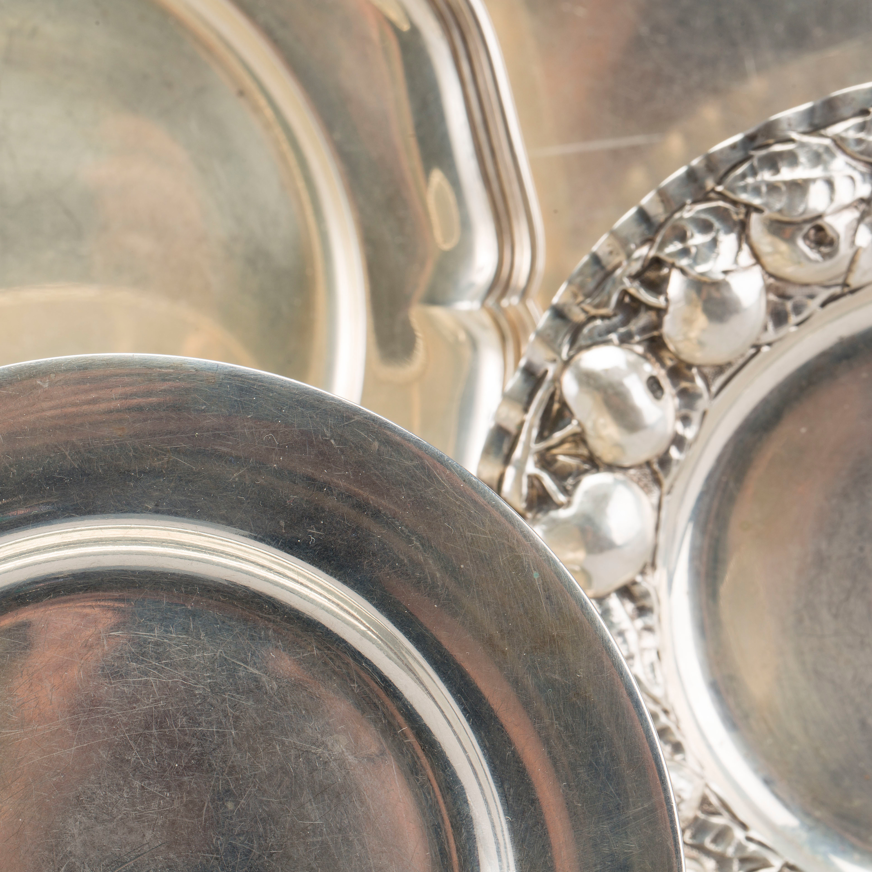 A set of six different silver plates, first half of the 20th century ...