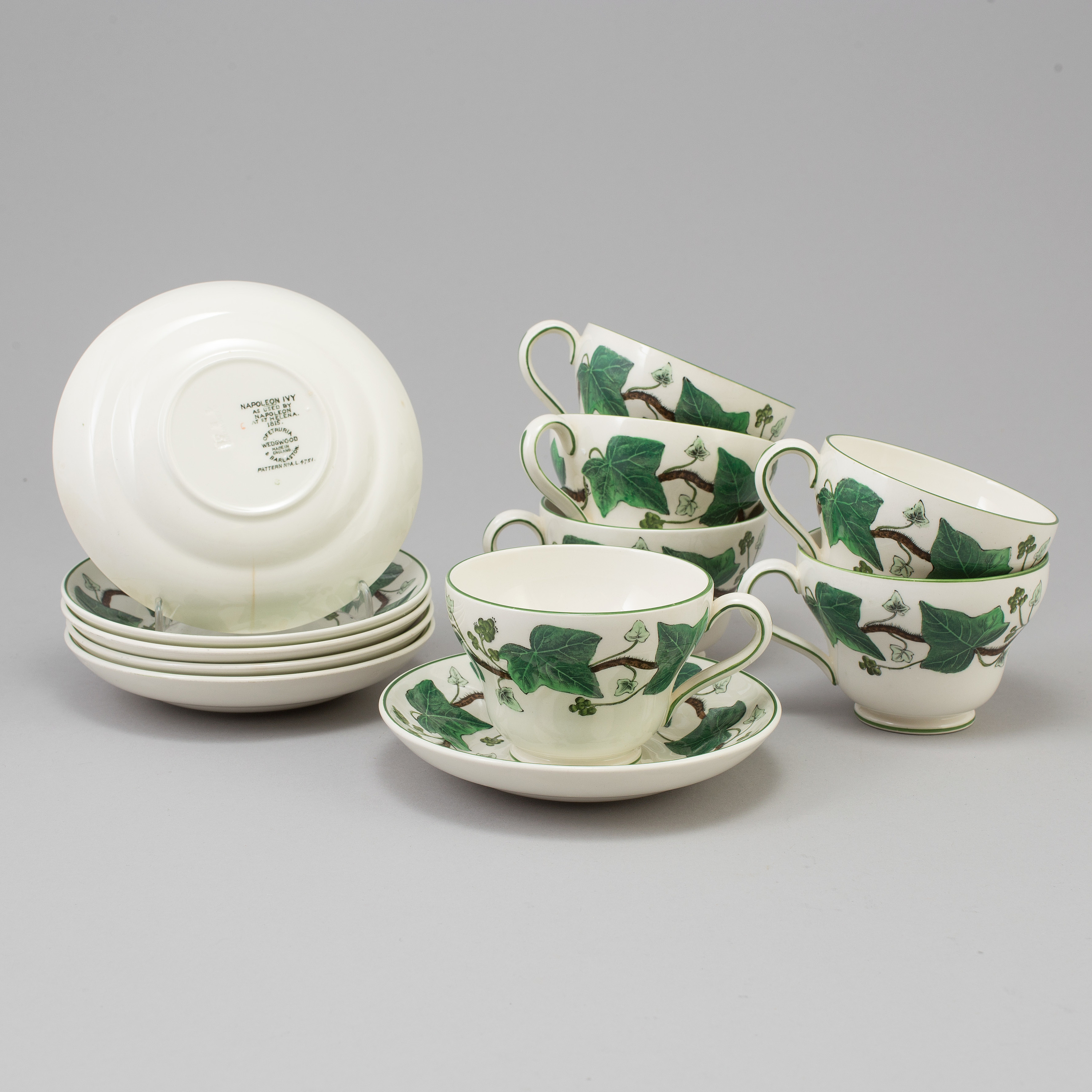 A six piece tea set, 'Napoleon Ivy' from Wedgwood, 20th century ...