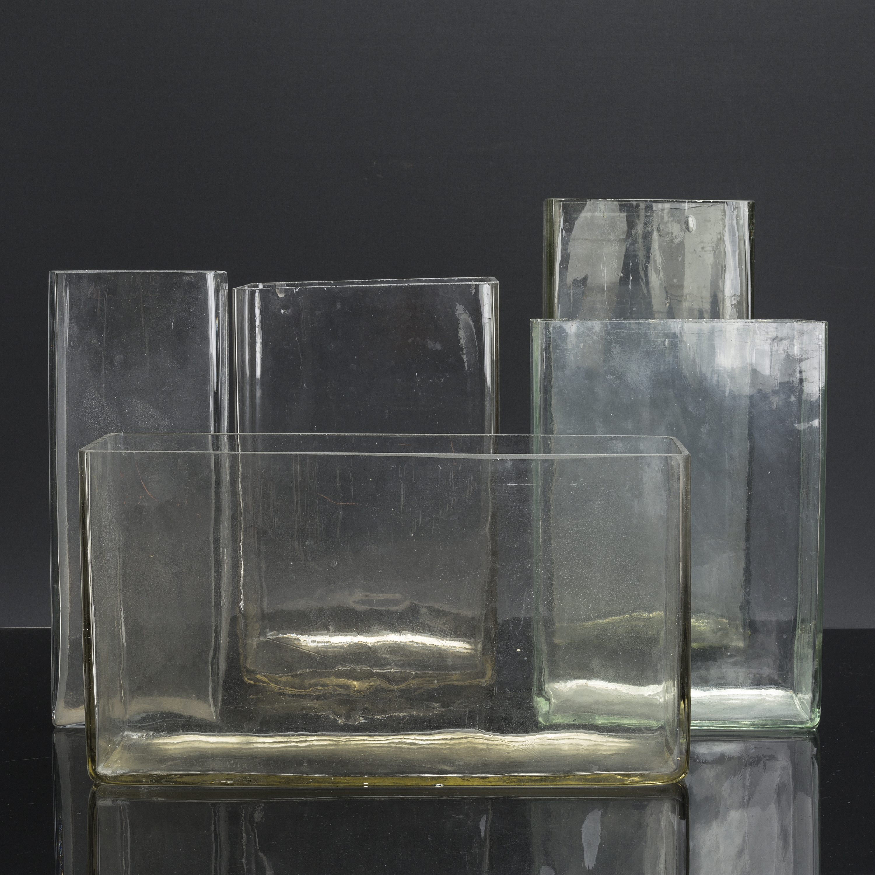 A set of five laboratory vessel/vases, first half of the 20th century ...