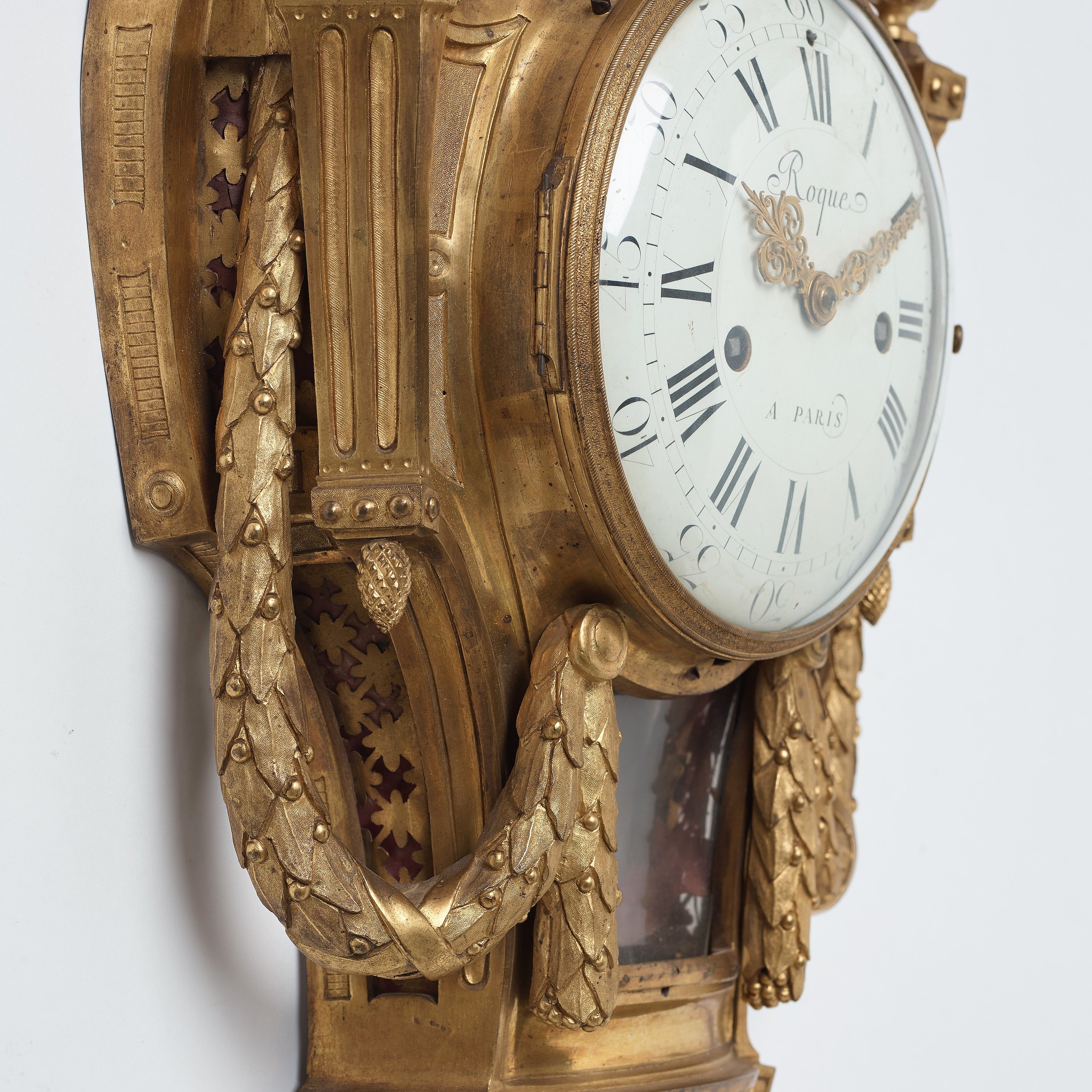 A Louis XVI gilt bronze wall clock by Jean Joseph Léonard Roque, active ...