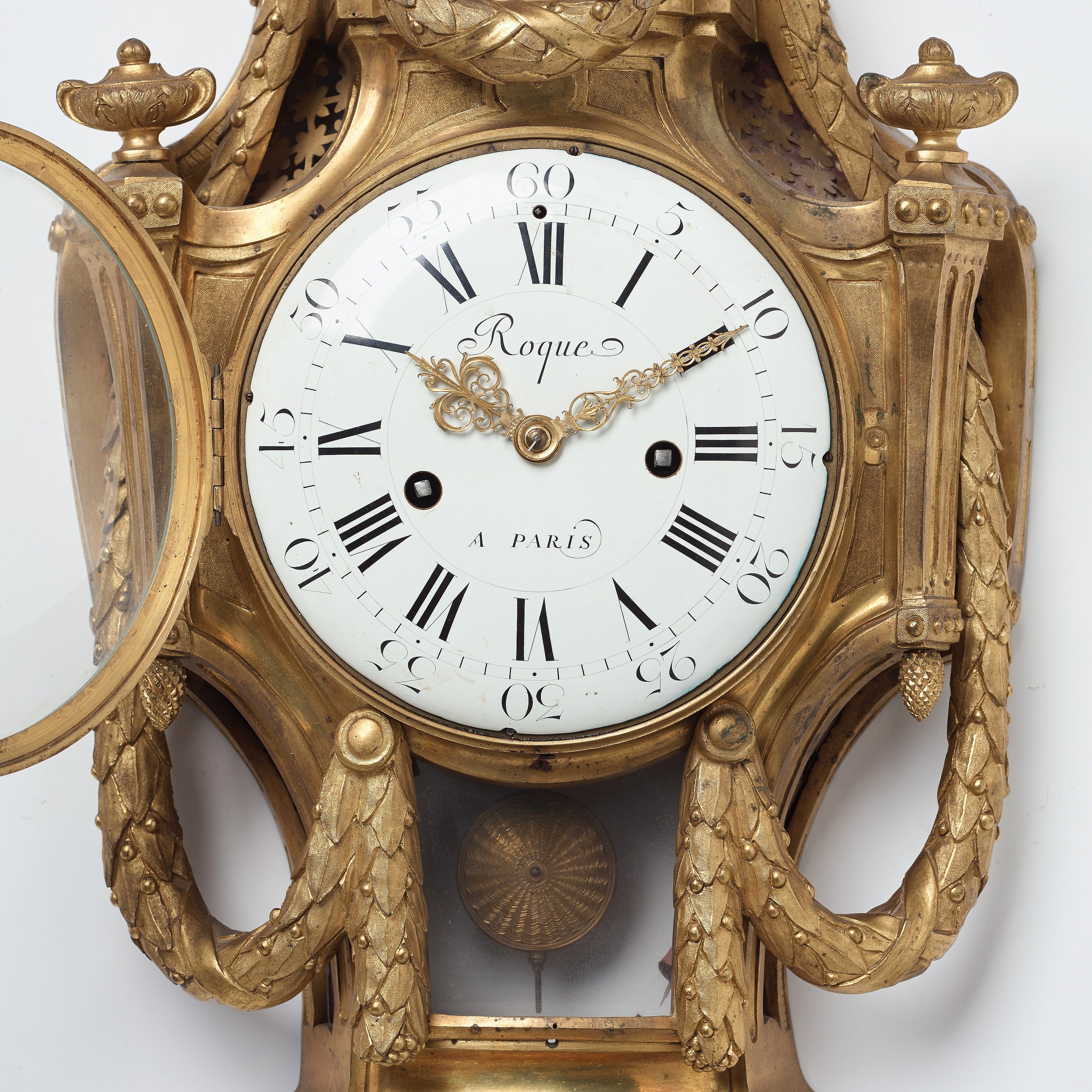A Louis XVI gilt bronze wall clock by Jean Joseph Léonard Roque, active ...