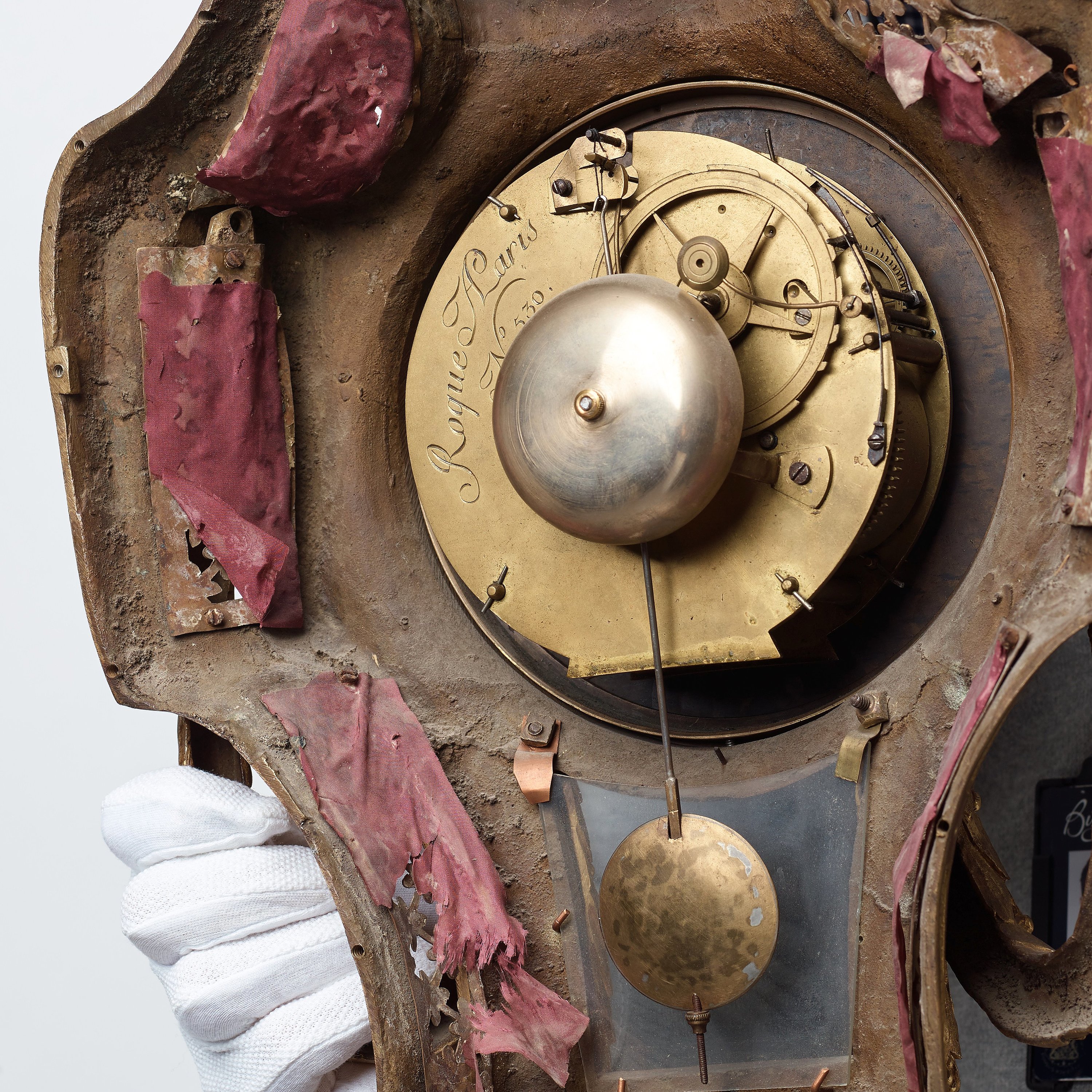 A Louis XVI gilt bronze wall clock by Jean Joseph Léonard Roque, active ...