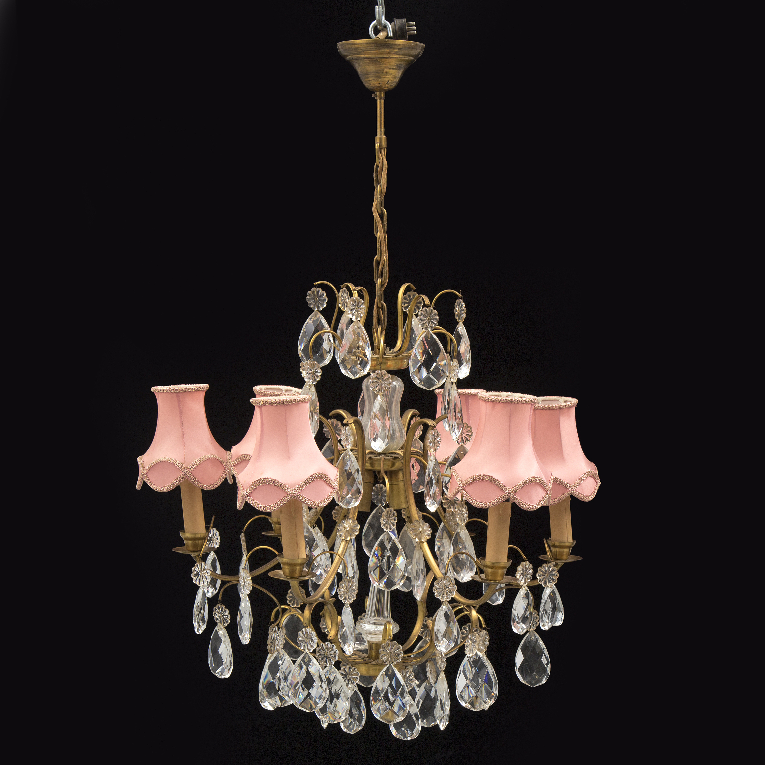 A ROCOCO STYLE CEILING LAMP AND AND A PAIR OF WALL LAMPS, 20th century ...