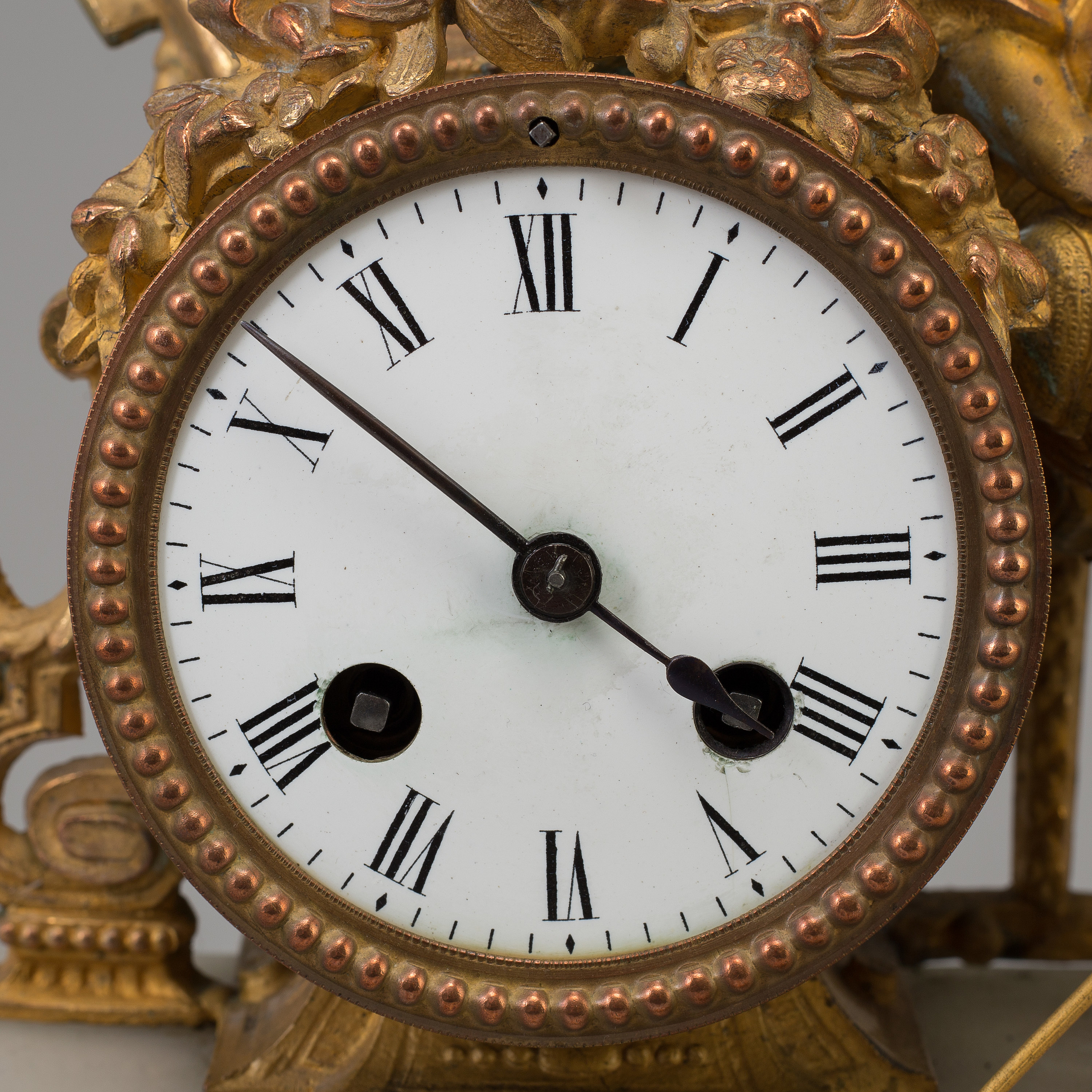 Late 19th century French figural gilt clock features a shepherd to the ...