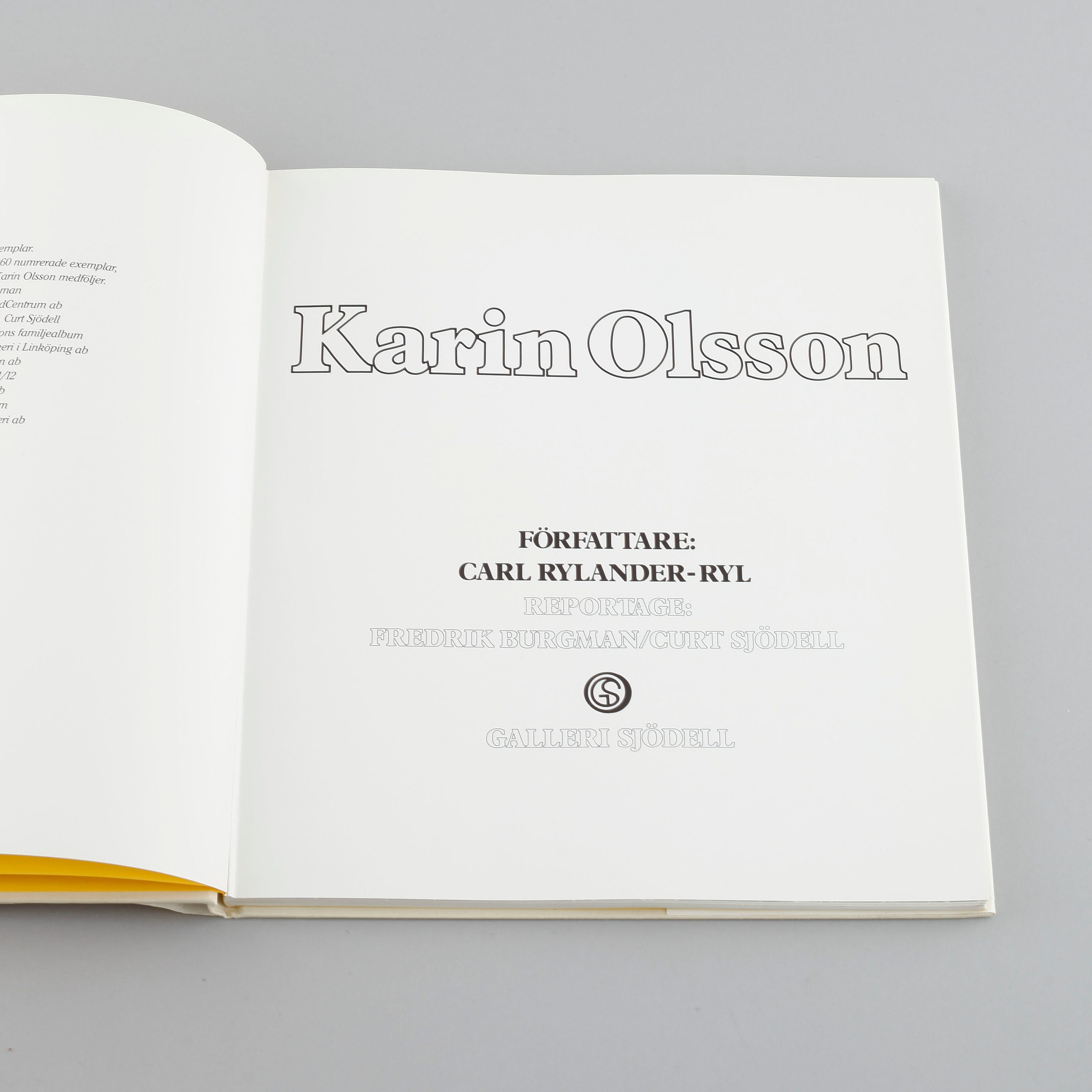 KARIN OLSSON, oil on canvas, signed, and a BOOK, Carl Rylander, Galleri ...