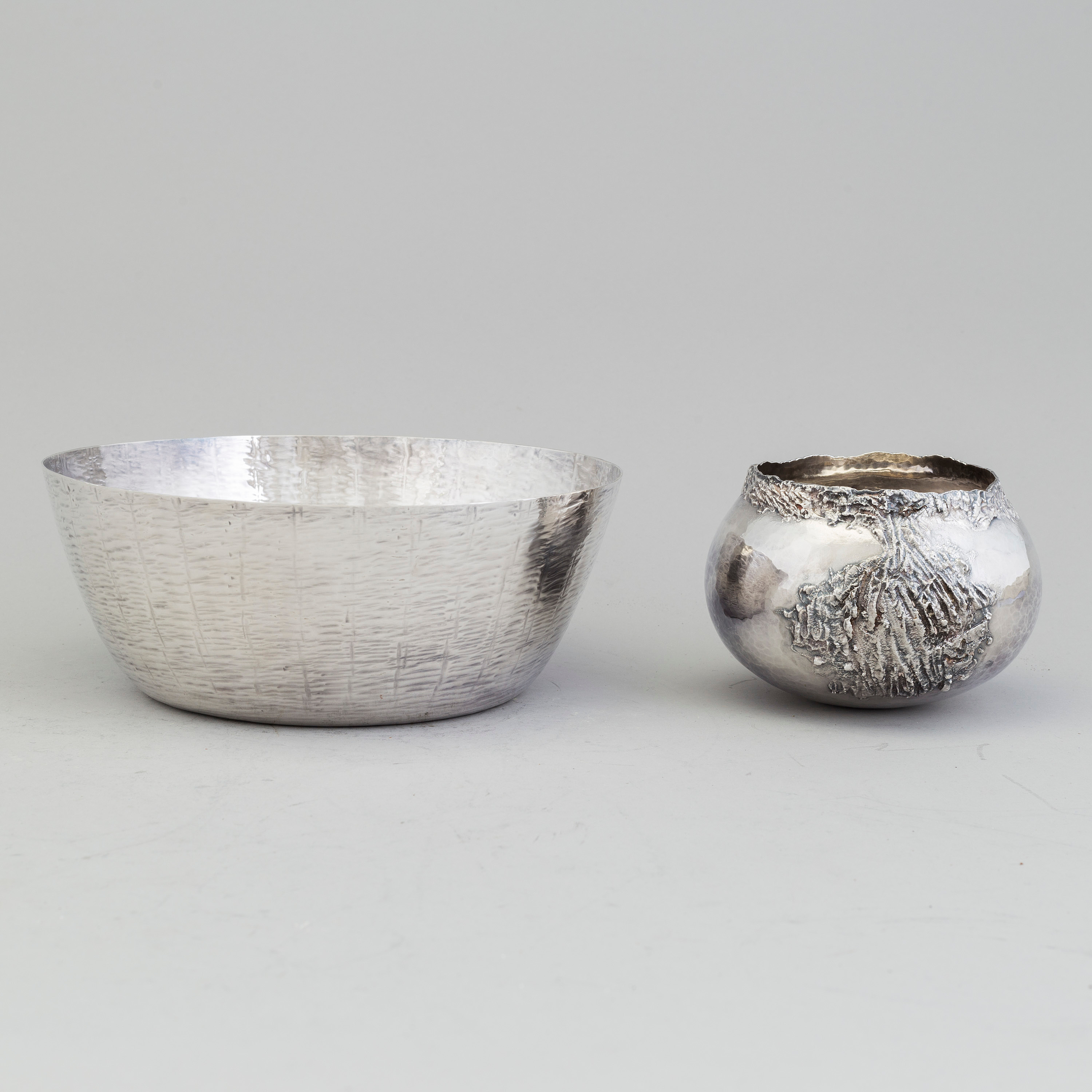 A silver vase and a bowl, including Saur Guld & Silversmide, Västerås ...