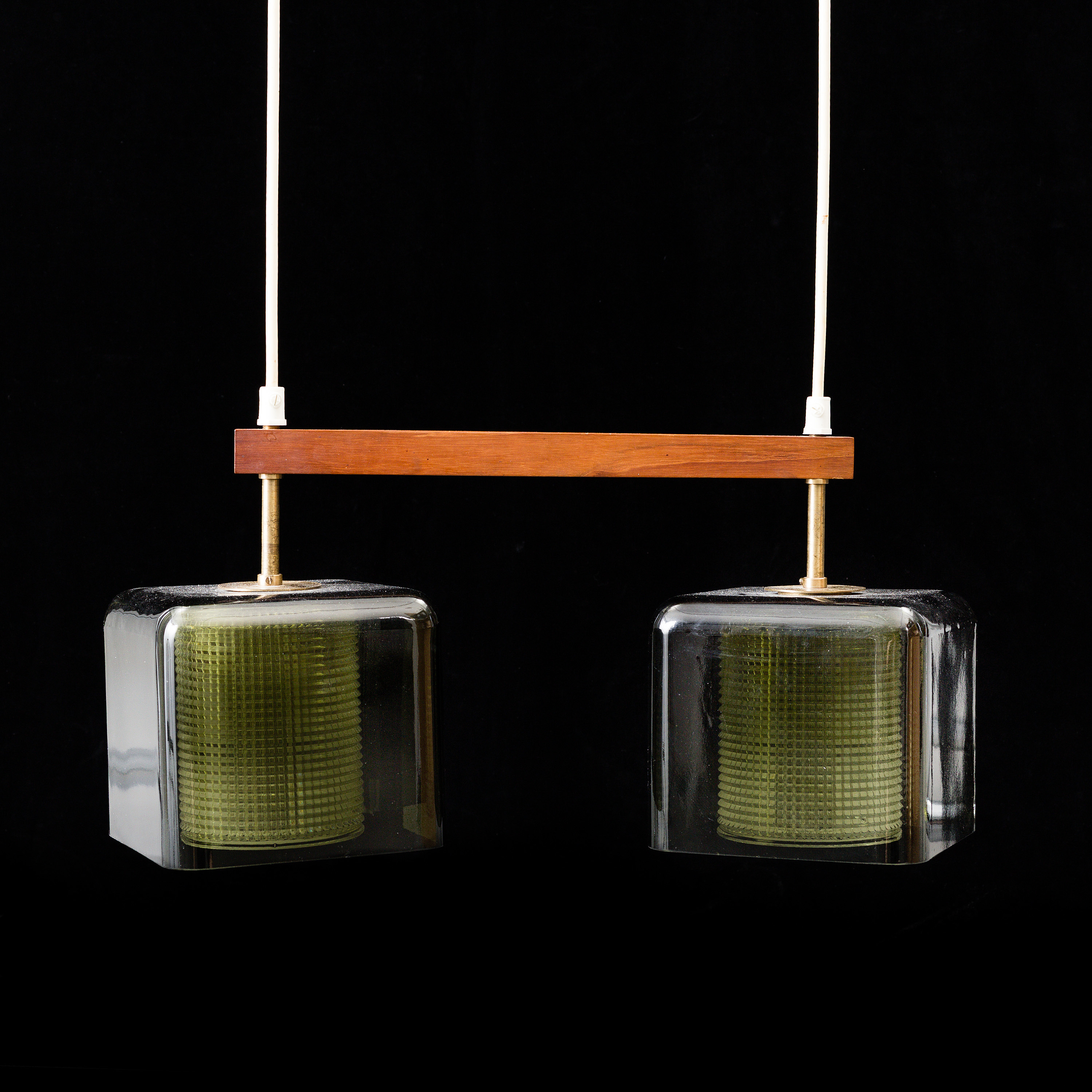 CARL FAGERLUND, a glass and teak ceiling light from Orrefors, 1960's/70 ...