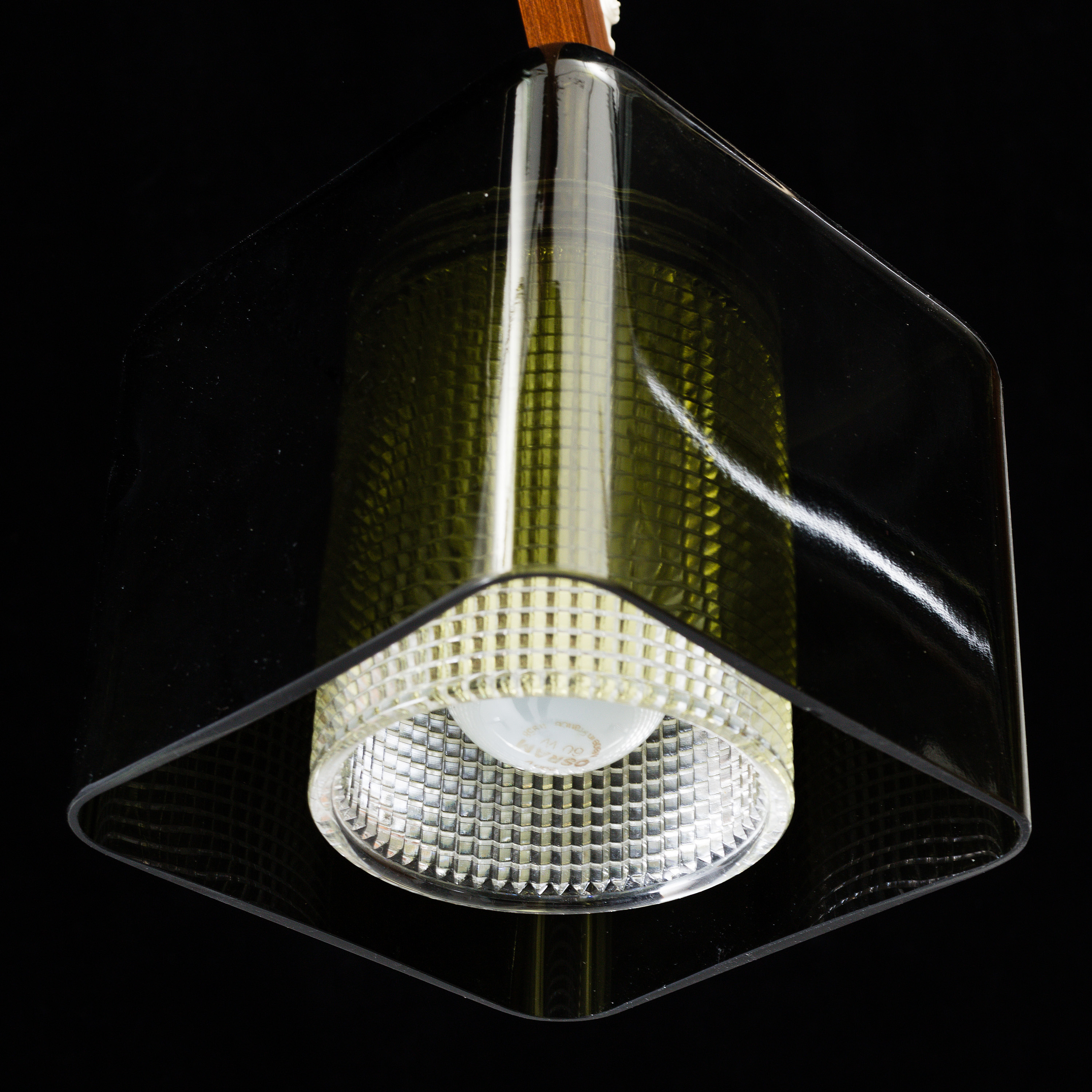 CARL FAGERLUND, a glass and teak ceiling light from Orrefors, 1960's/70 ...