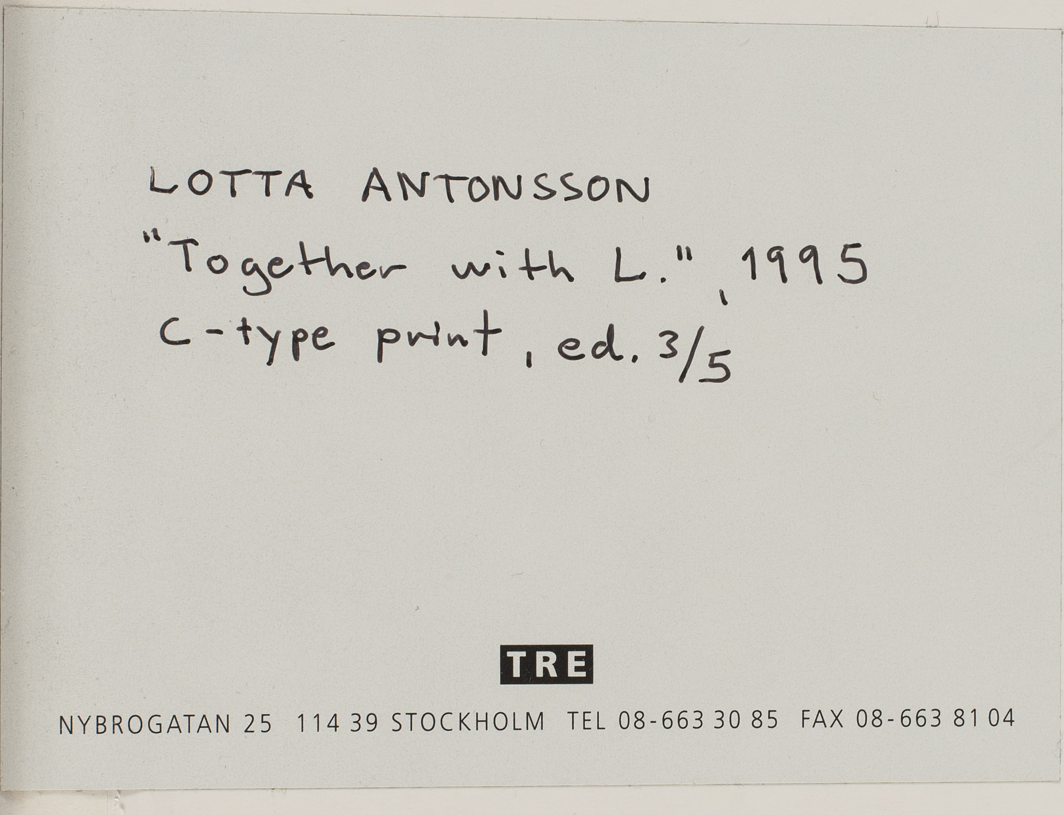 LOTTA ANTONSSON, a c-type print, numbered 3/5 1995. - Bukowskis