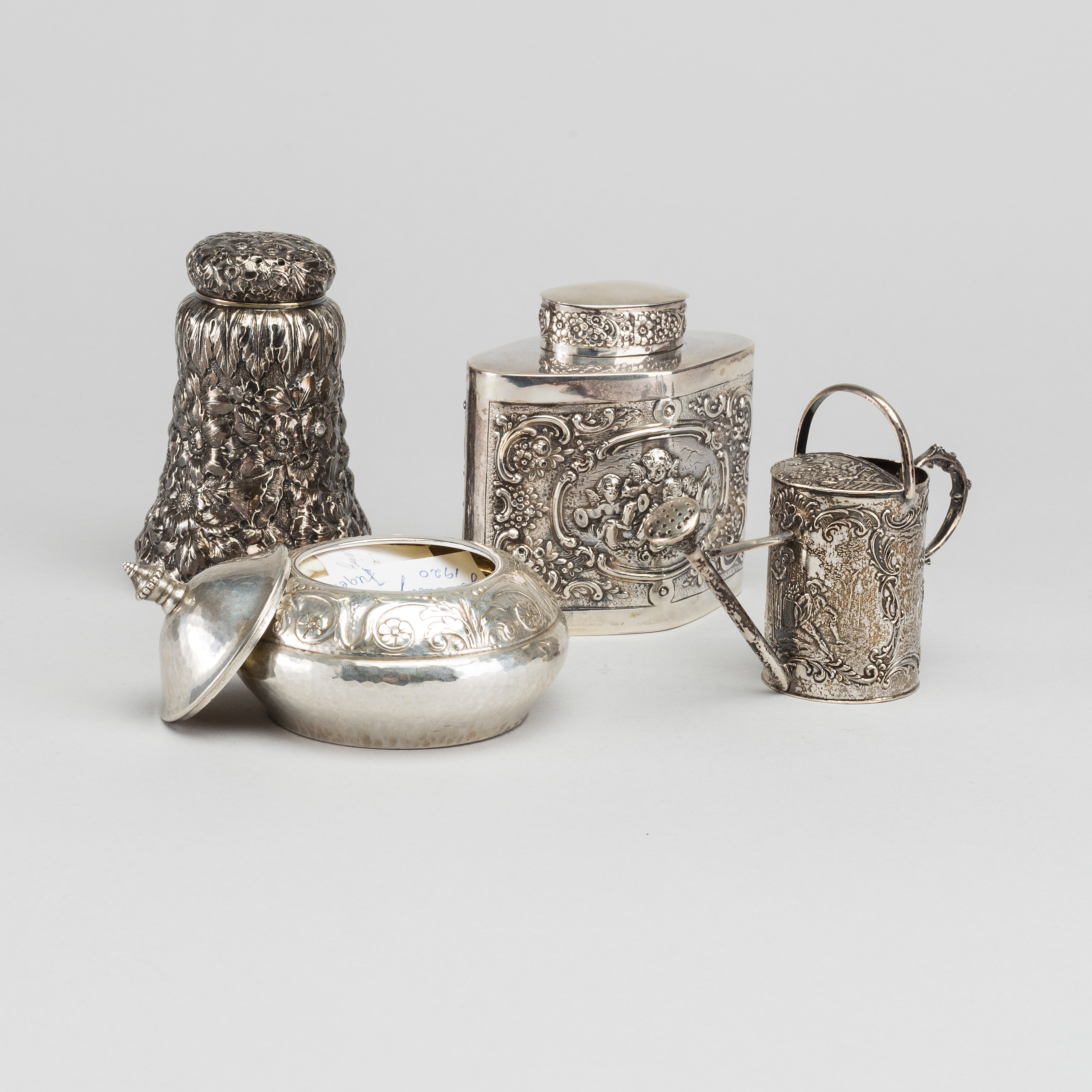 A set of four different silver objects, different makers and origin ...