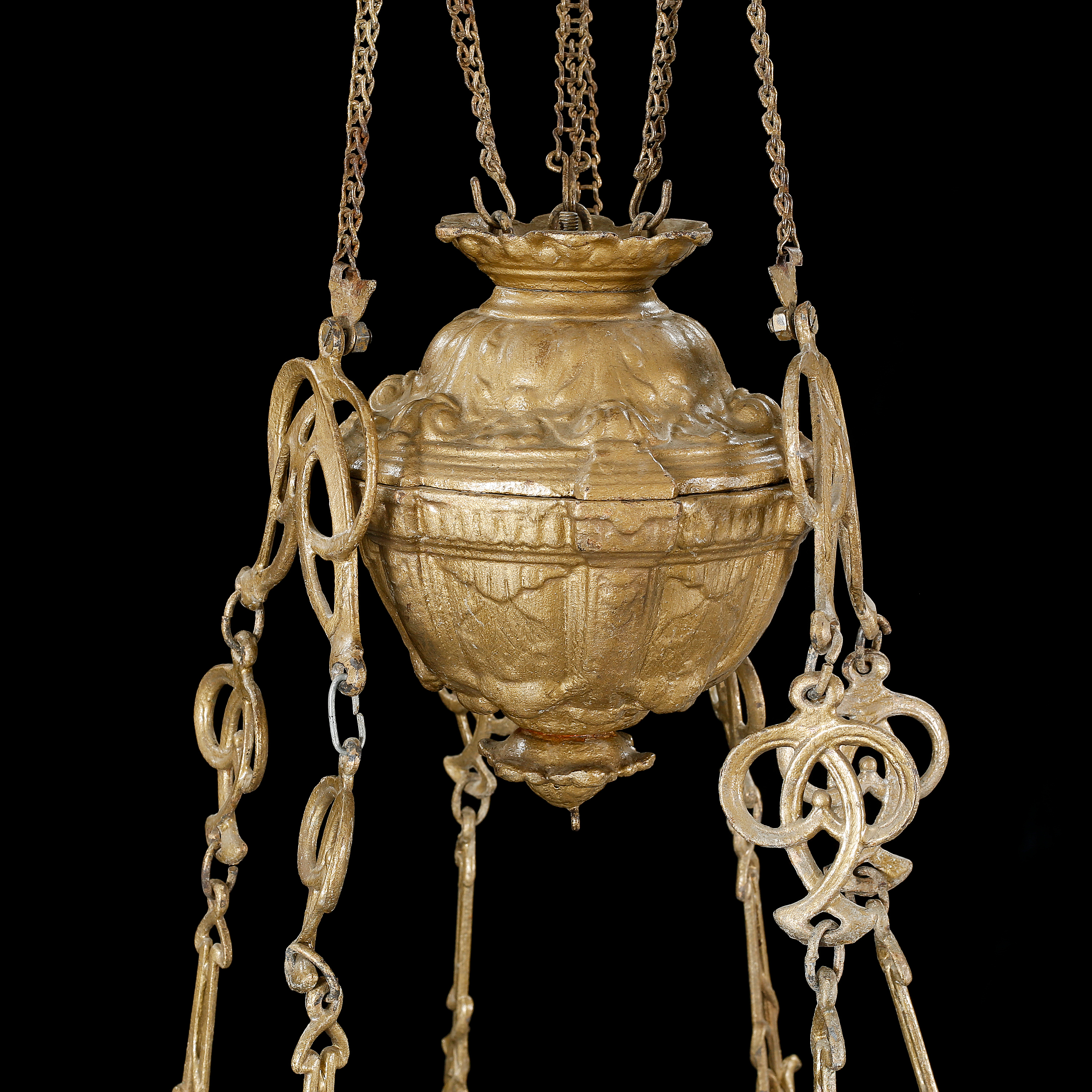 A ceiling paraffin lamp, late 19th century, hight ca 120 cm. - Bukowskis