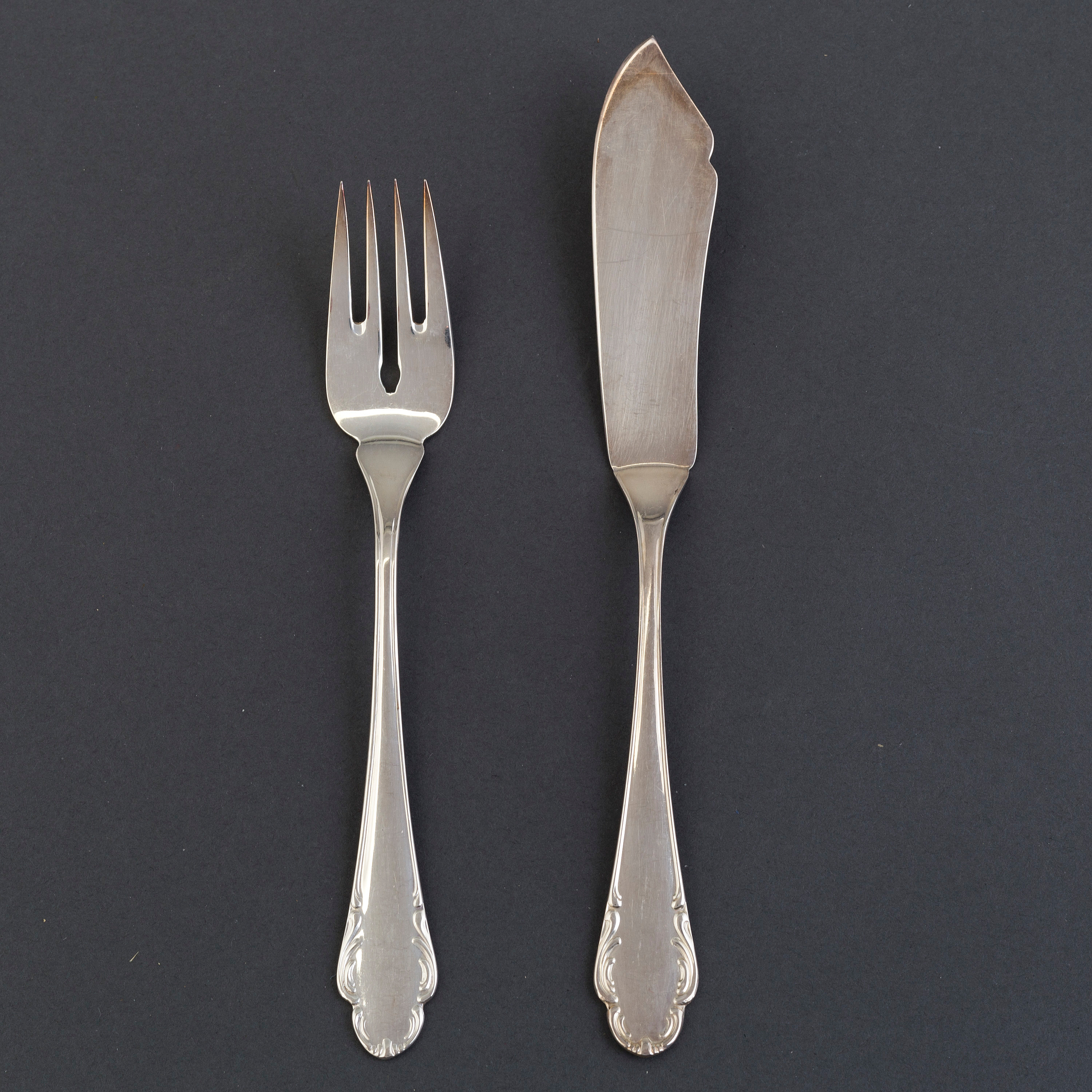 24 pieces of silver fish cutlery, model "Haga" from JL HULTMAN ...