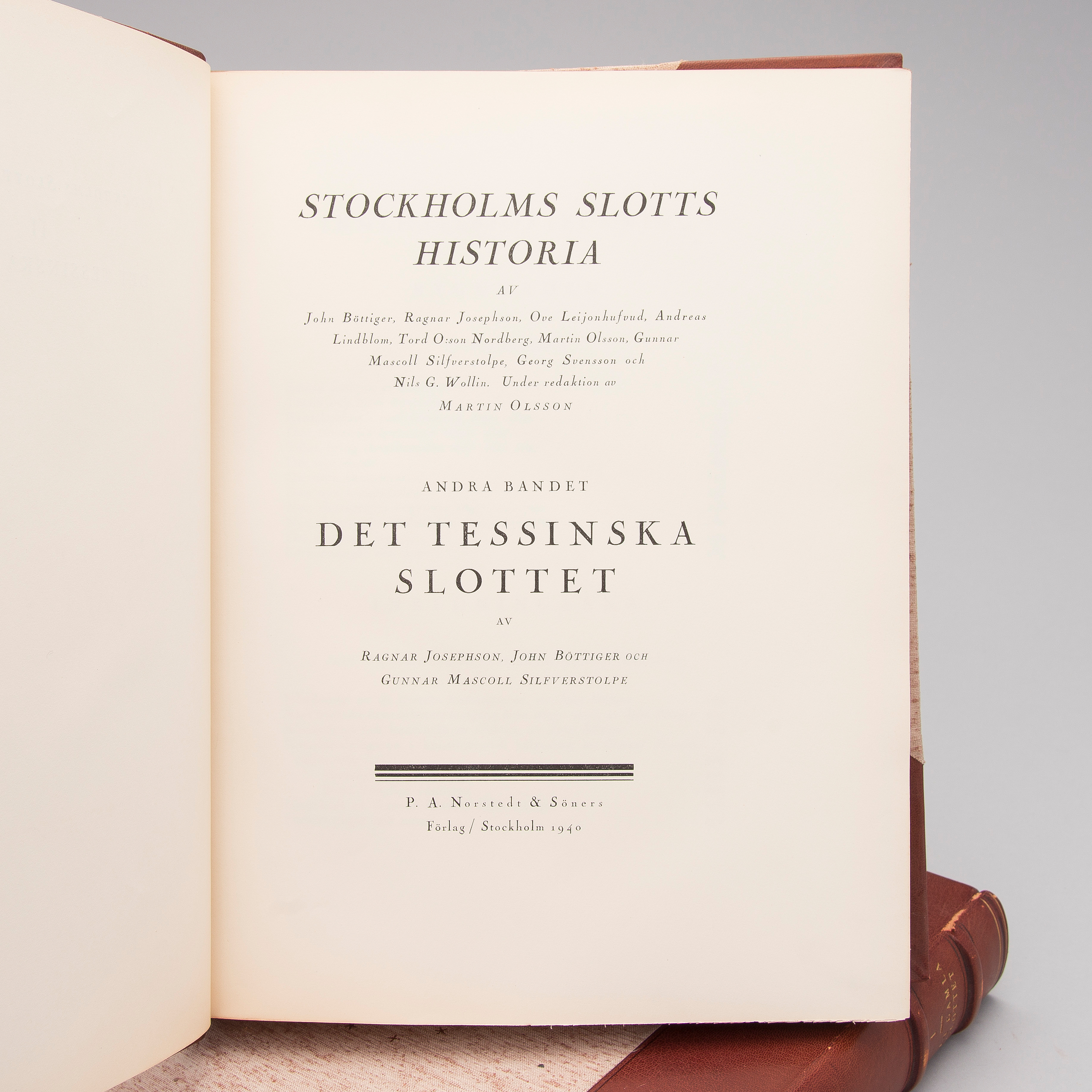 A set of four Swedish books, "Stockholms Slotts Historia", printed in ...