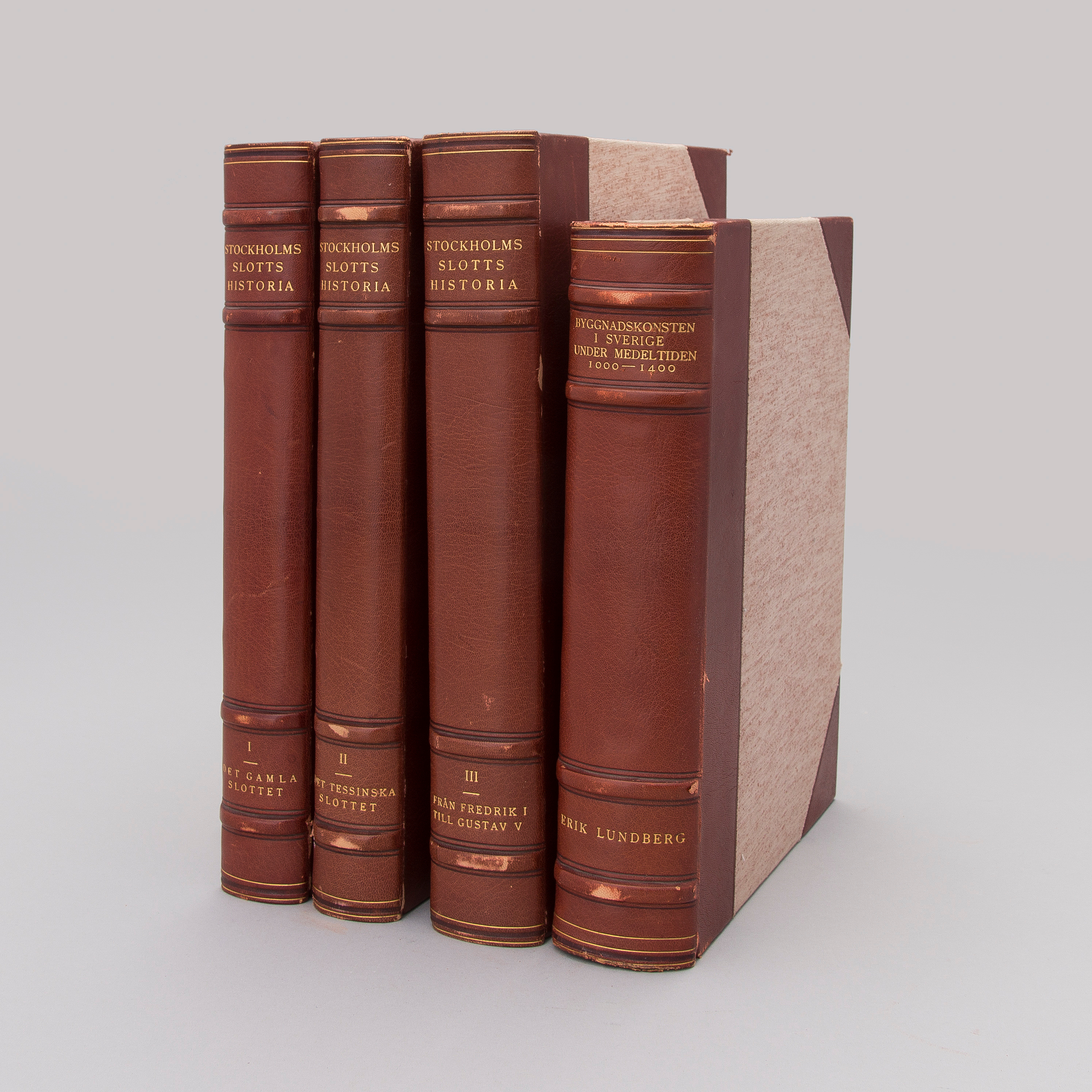 A set of four Swedish books, "Stockholms Slotts Historia", printed in ...