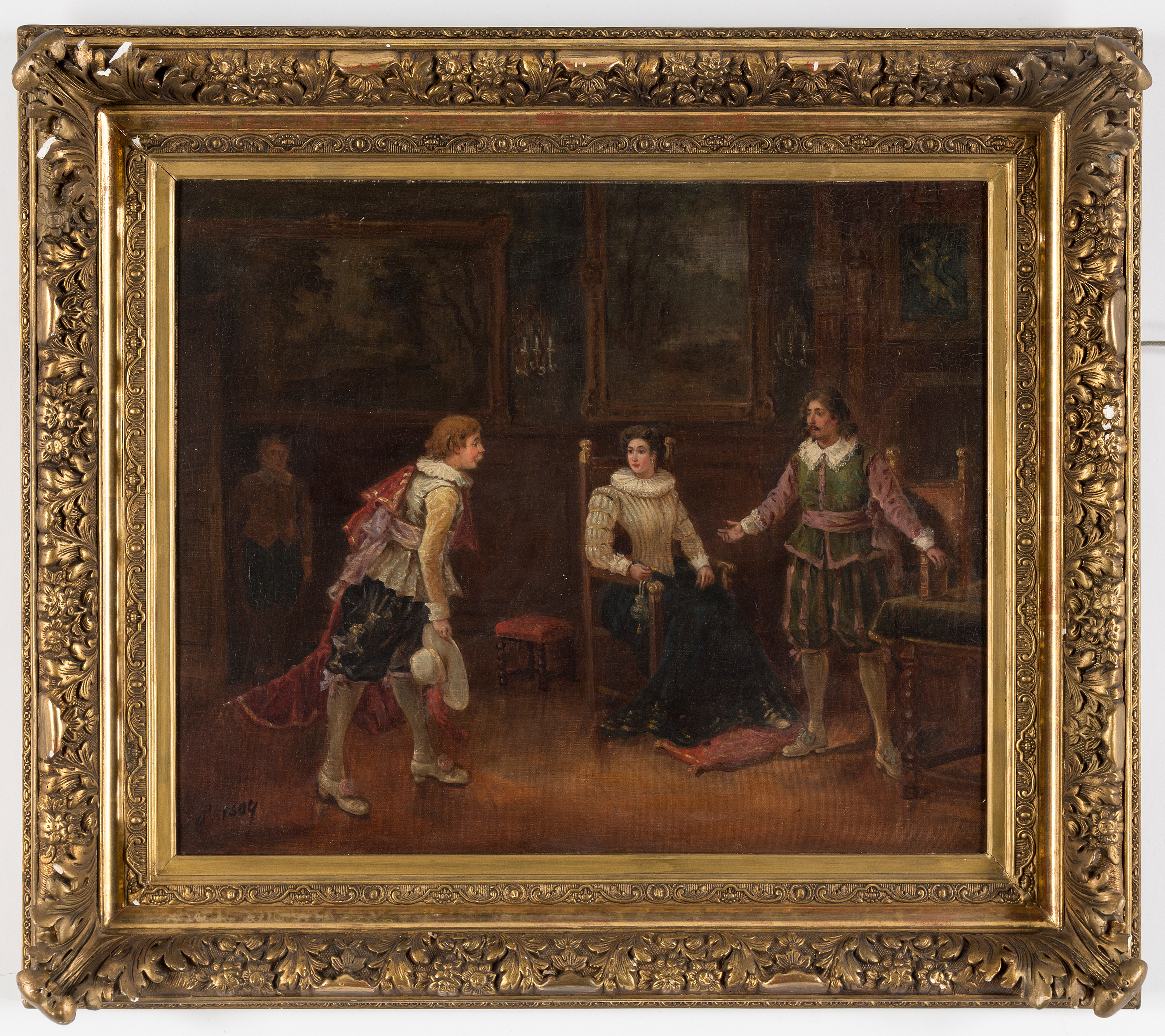A pair of 19th century paintings depicting historical scenes by unknown ...