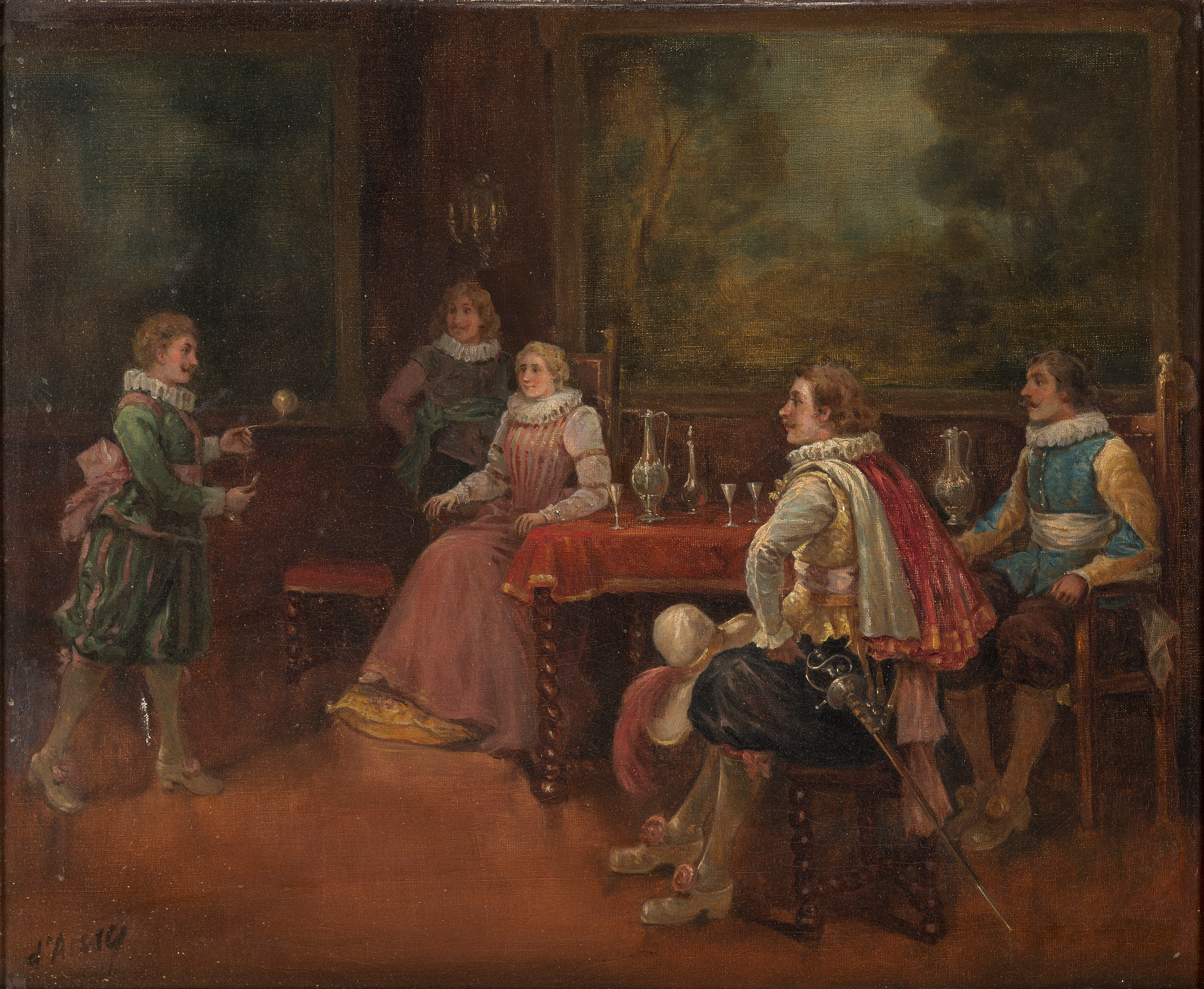 A pair of 19th century paintings depicting historical scenes by unknown ...