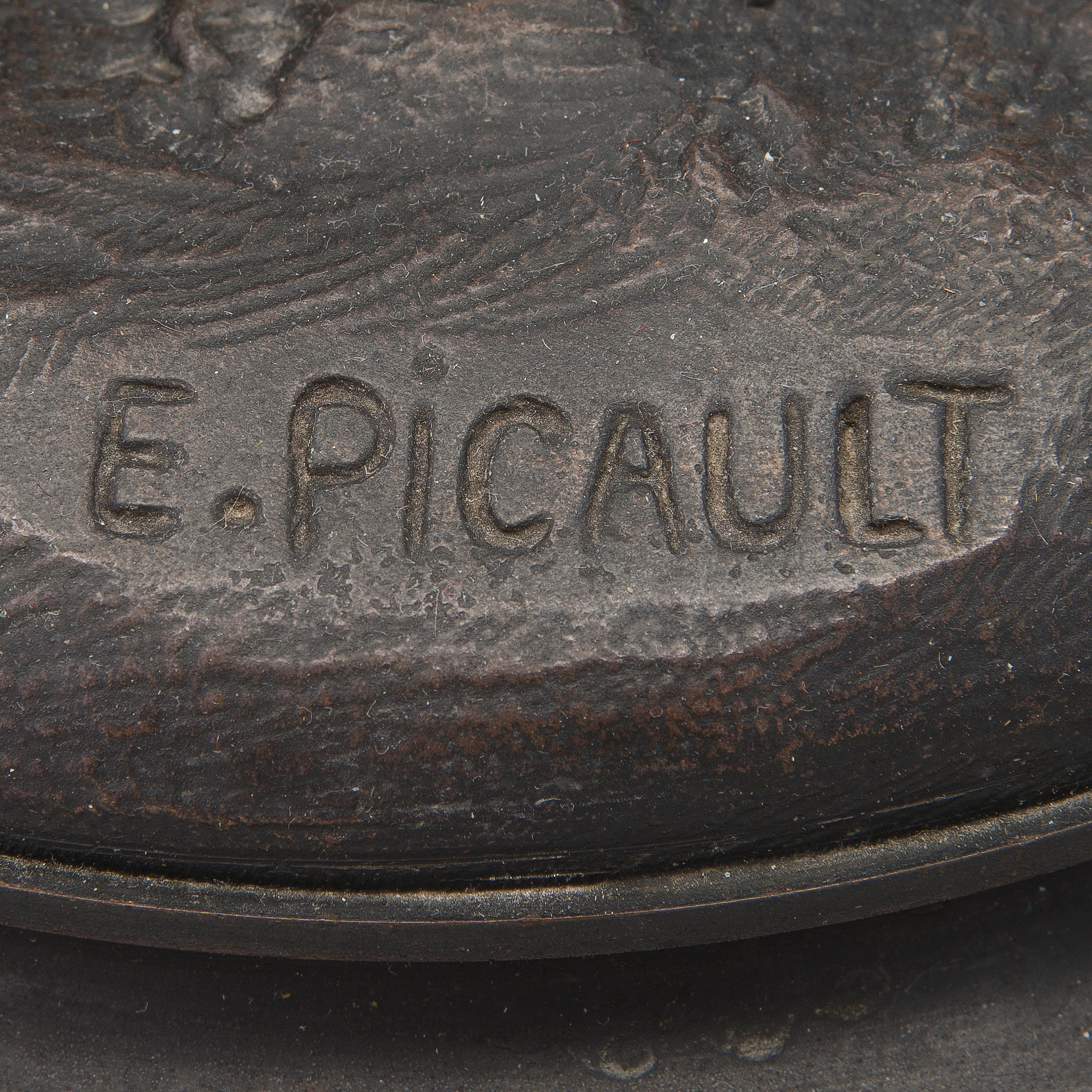 EMILE LOUIS PICAULT, after, sculpture, patinated metal, signed E ...