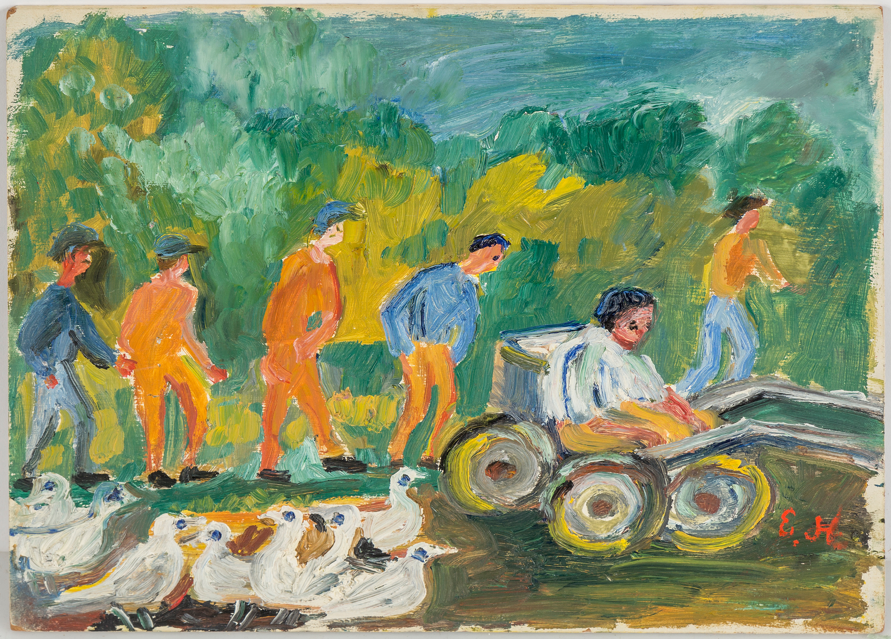 ESTER HENNING, oil on panel, signed with monogram. - Bukowskis