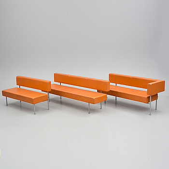 A three part leather upholstered 'Longo' sofa from Klaessons Möbler ...