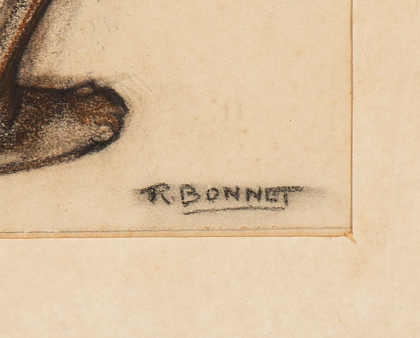 JOHAN RUDOLF BONNET, kol och krita på papper, signerad R. Bonnet ...