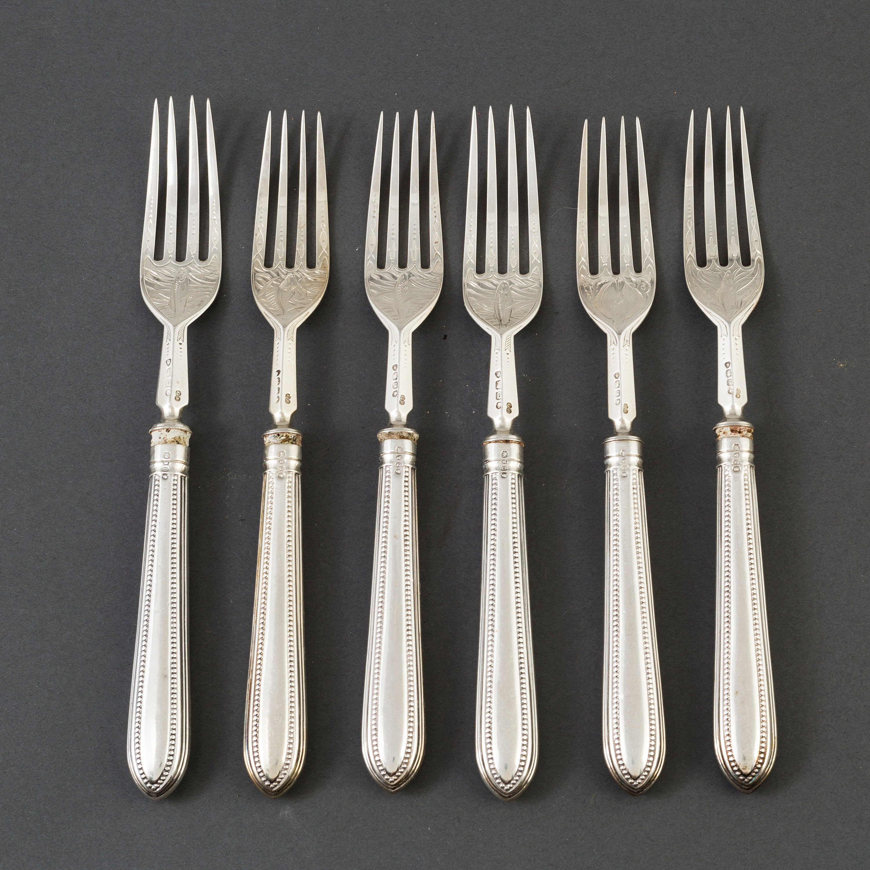 A set of 12 pices fish catlery, silver, by GEORGE WILLIAM ADAMS, London ...