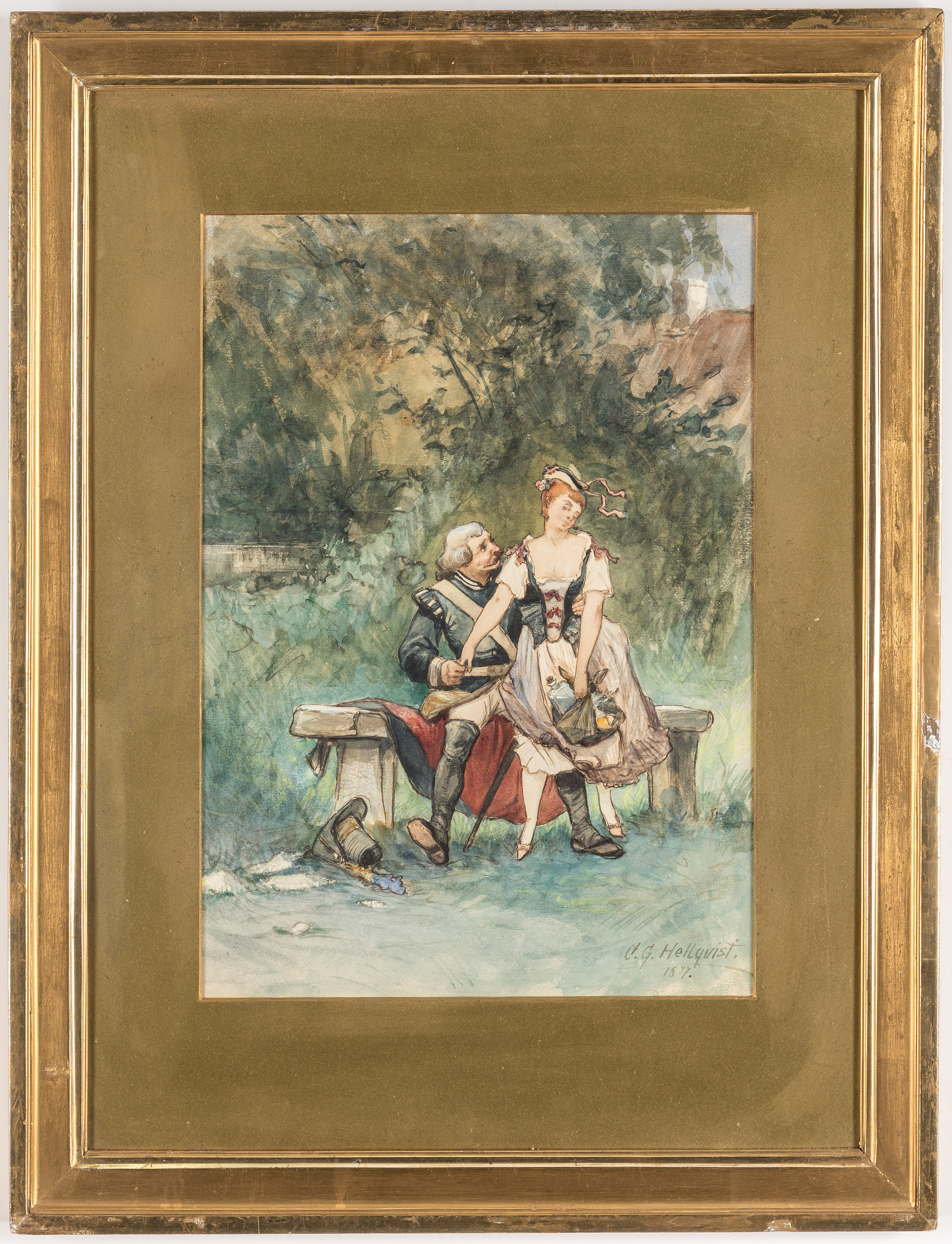 CARL GUSTAF HELLQVIST, akvarell, signerad och daterad 1877. - Bukowskis