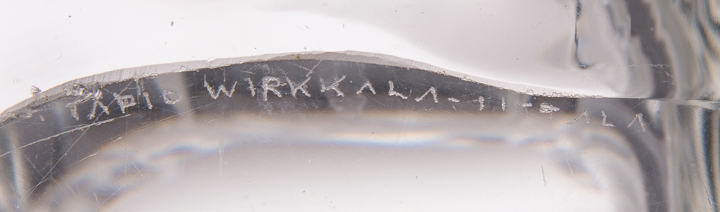 A "Kalvolan kanto" glass vase signed Tapio Wirkkala Iittala, designed ...