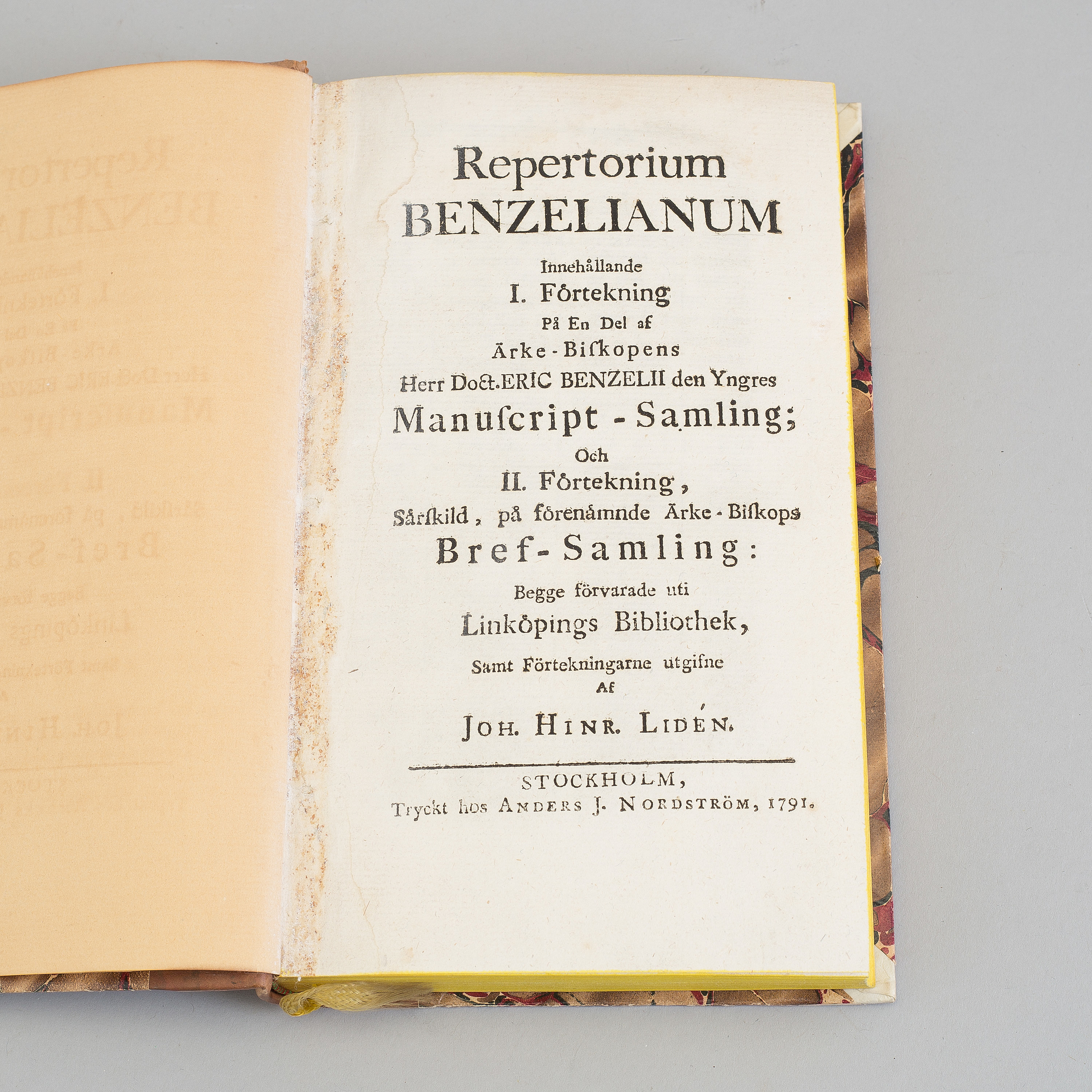 BÖCKER, 2 vol, JH Lidén, Repertorium Benzelianum och Brefwäxling mellan ...