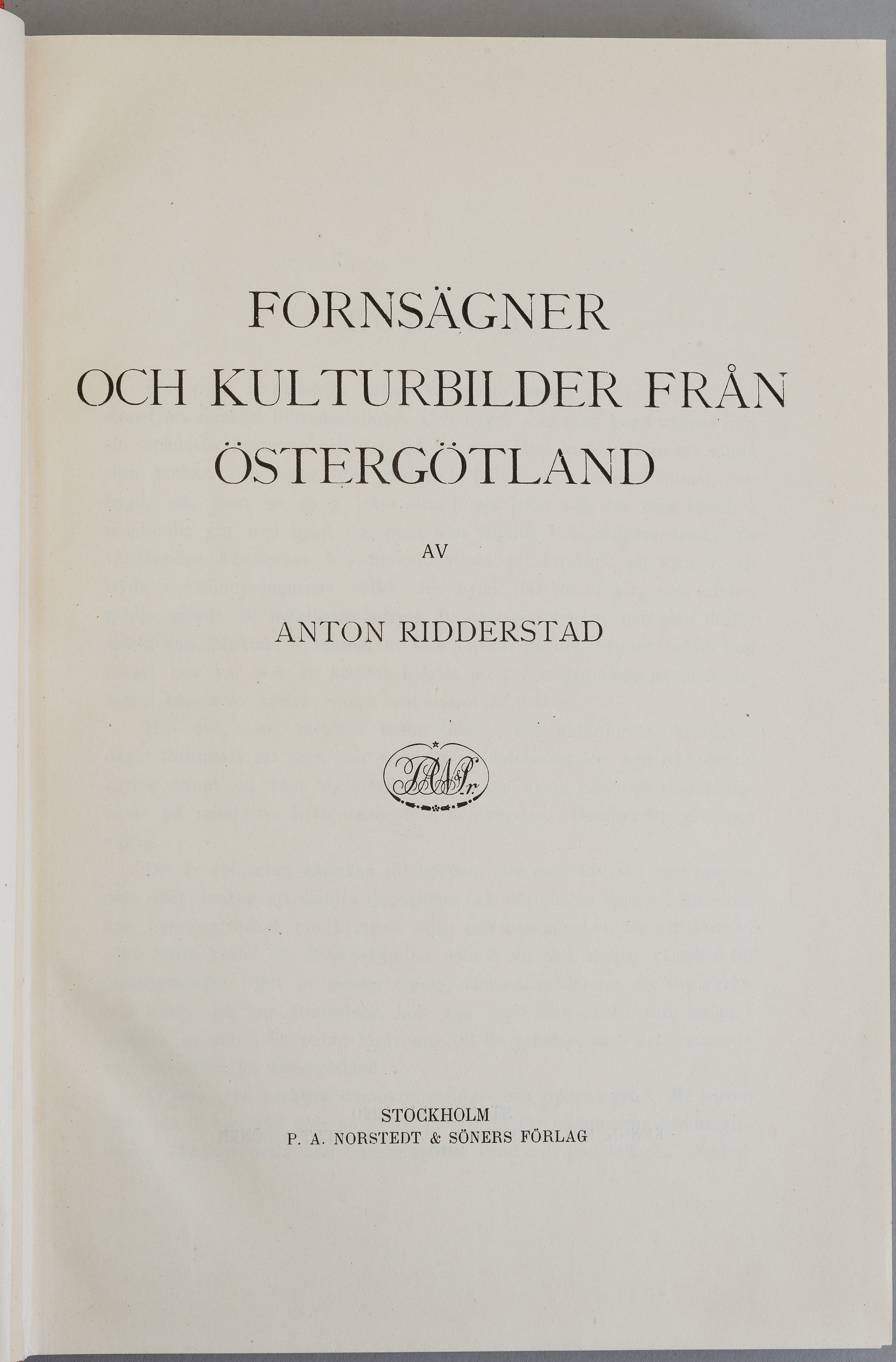 BÖCKER: Anton Ridderstad , Östergötland, 1910/20-tal, 4 volymer ...
