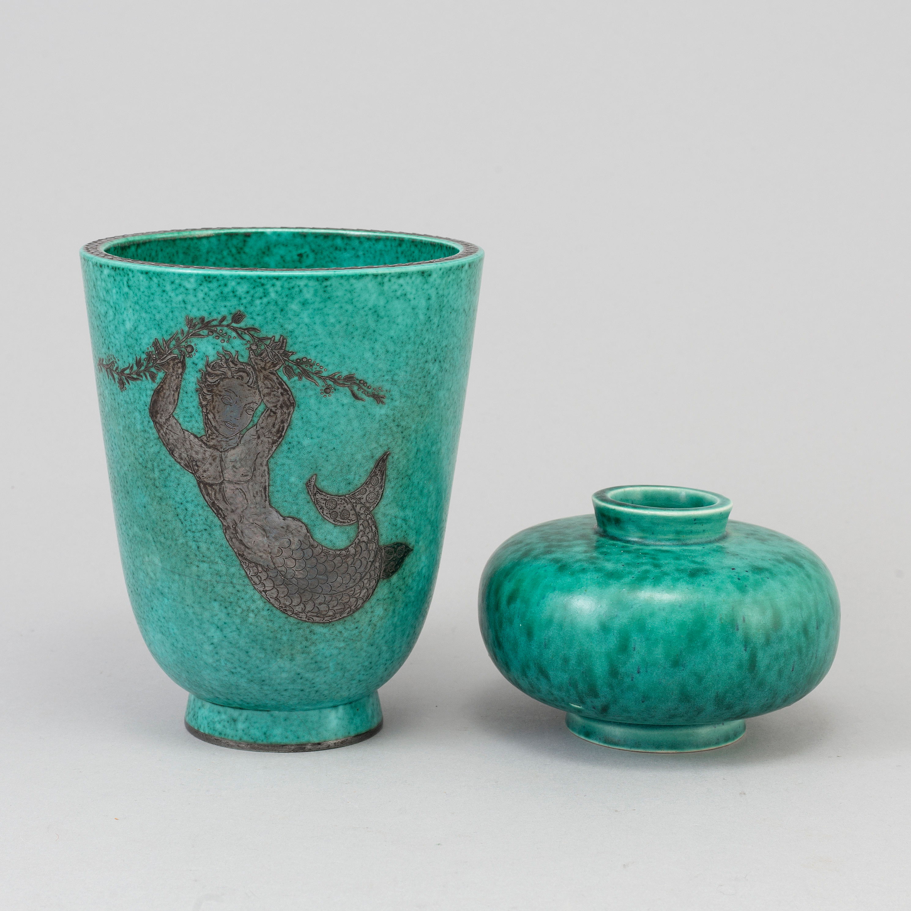 Two stoneware vases, "Argenta", by Gustavsberg, mid 20th century ...