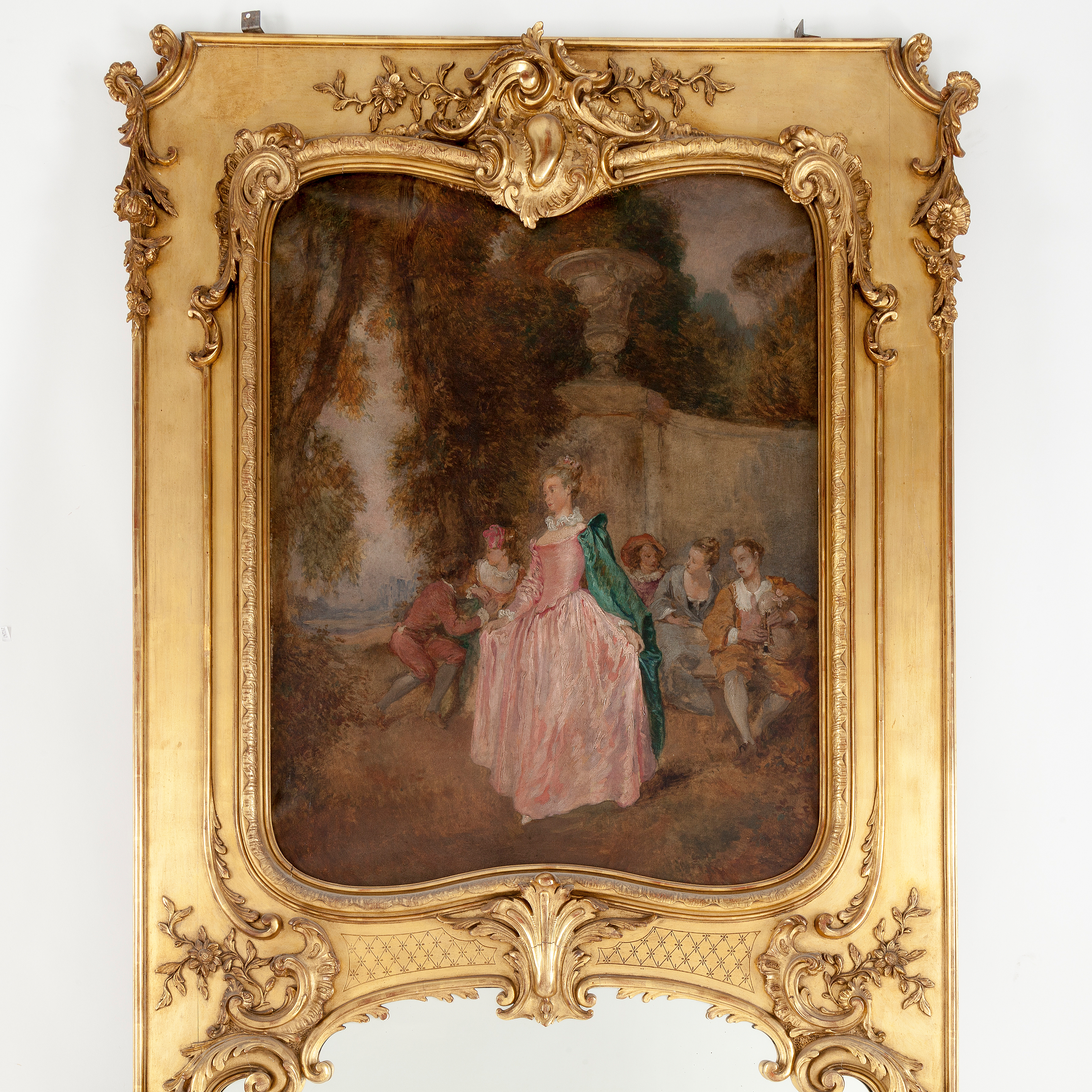 A penel with mirror and painting after Nicolas, late 19Th Century ...