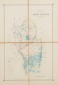 A MAP, "över Esbo socken" handdrawn by av J A Törnroos 1873. - Bukowskis