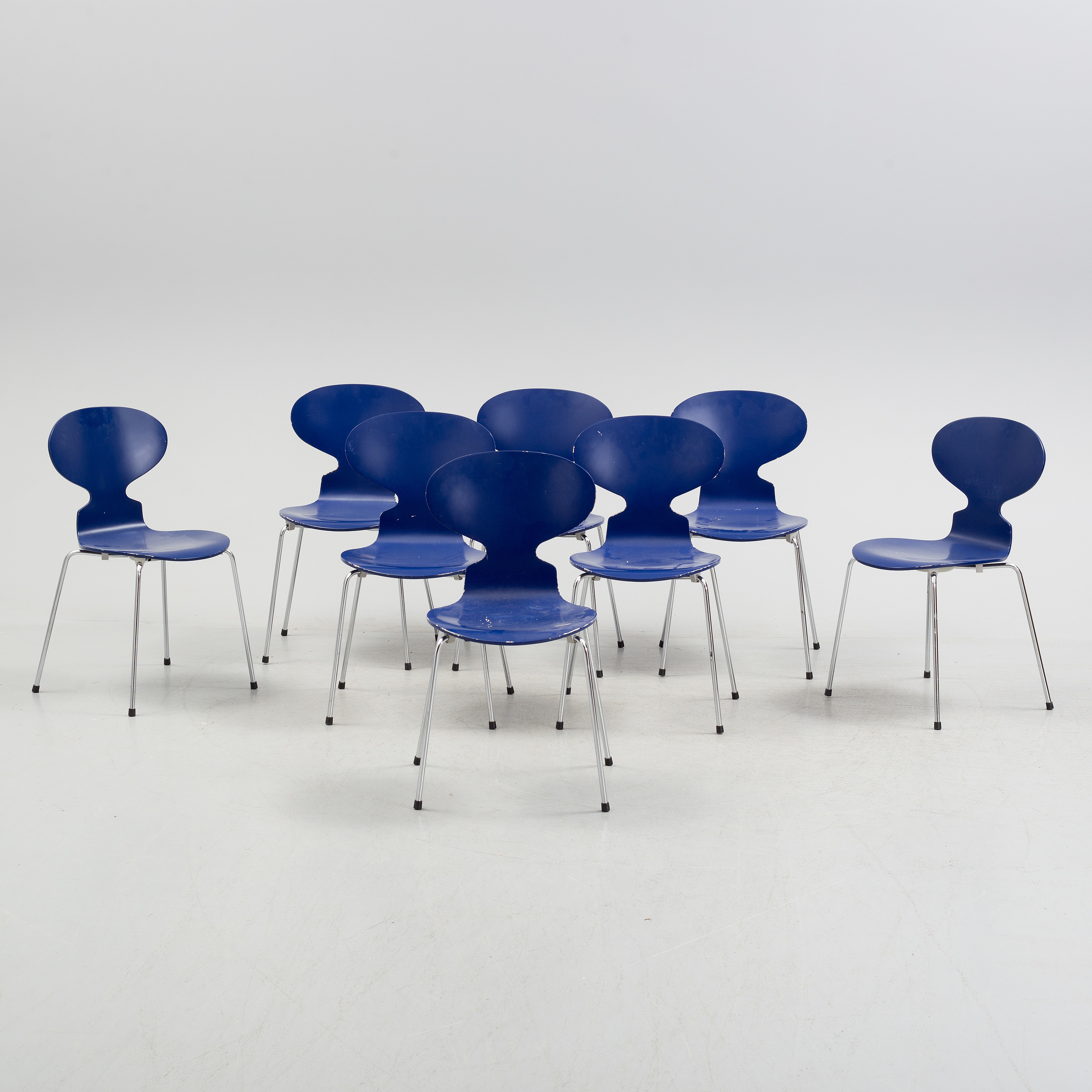 A set of eight "Myran /Ant chair" by Arne Jacobsen, Fritz Hansen, about ...