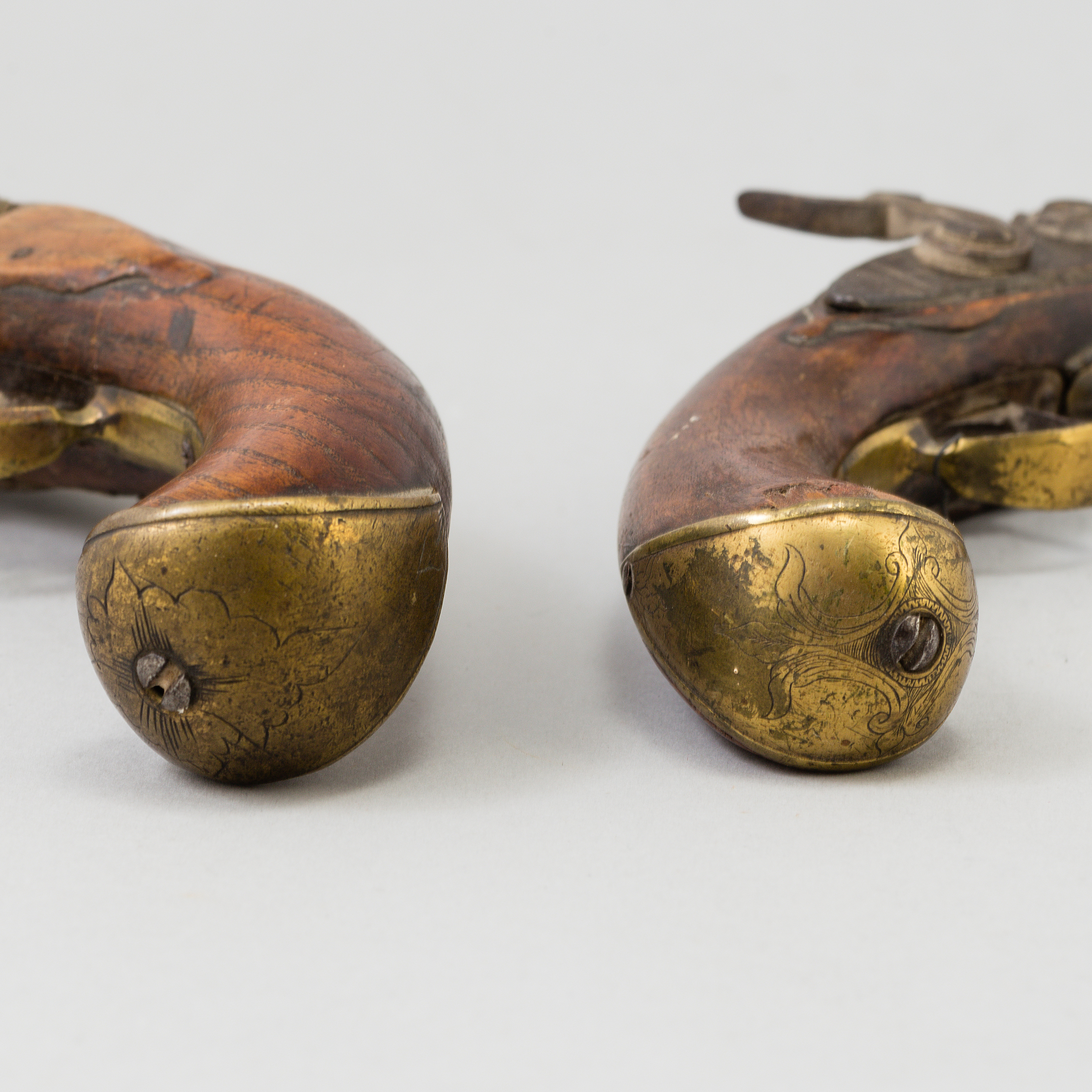 Two percussion lock pistols from around year 1800. Changed from flint ...