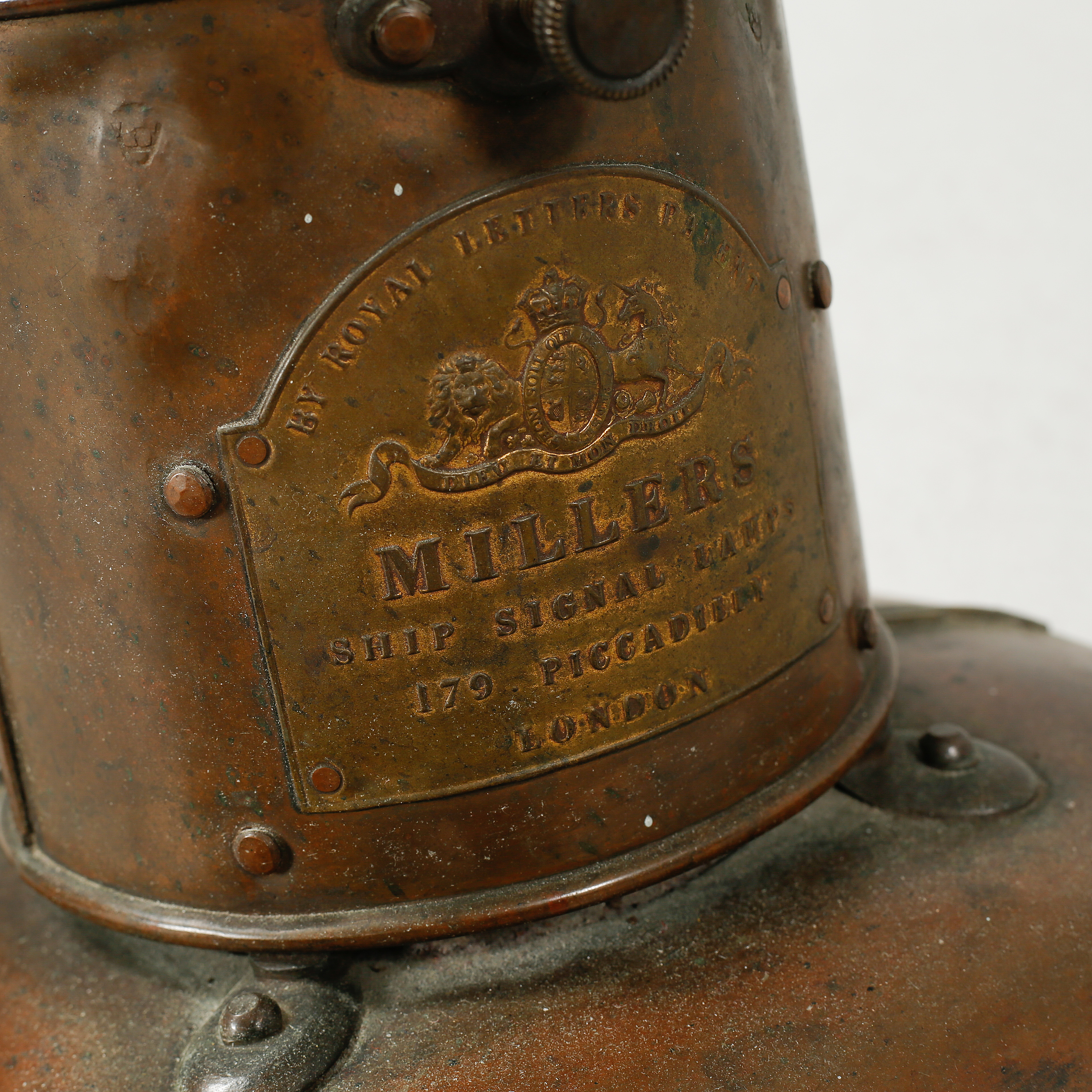 An early 20th century "No 10" lantern, "Millers Signal Lamps", London ...