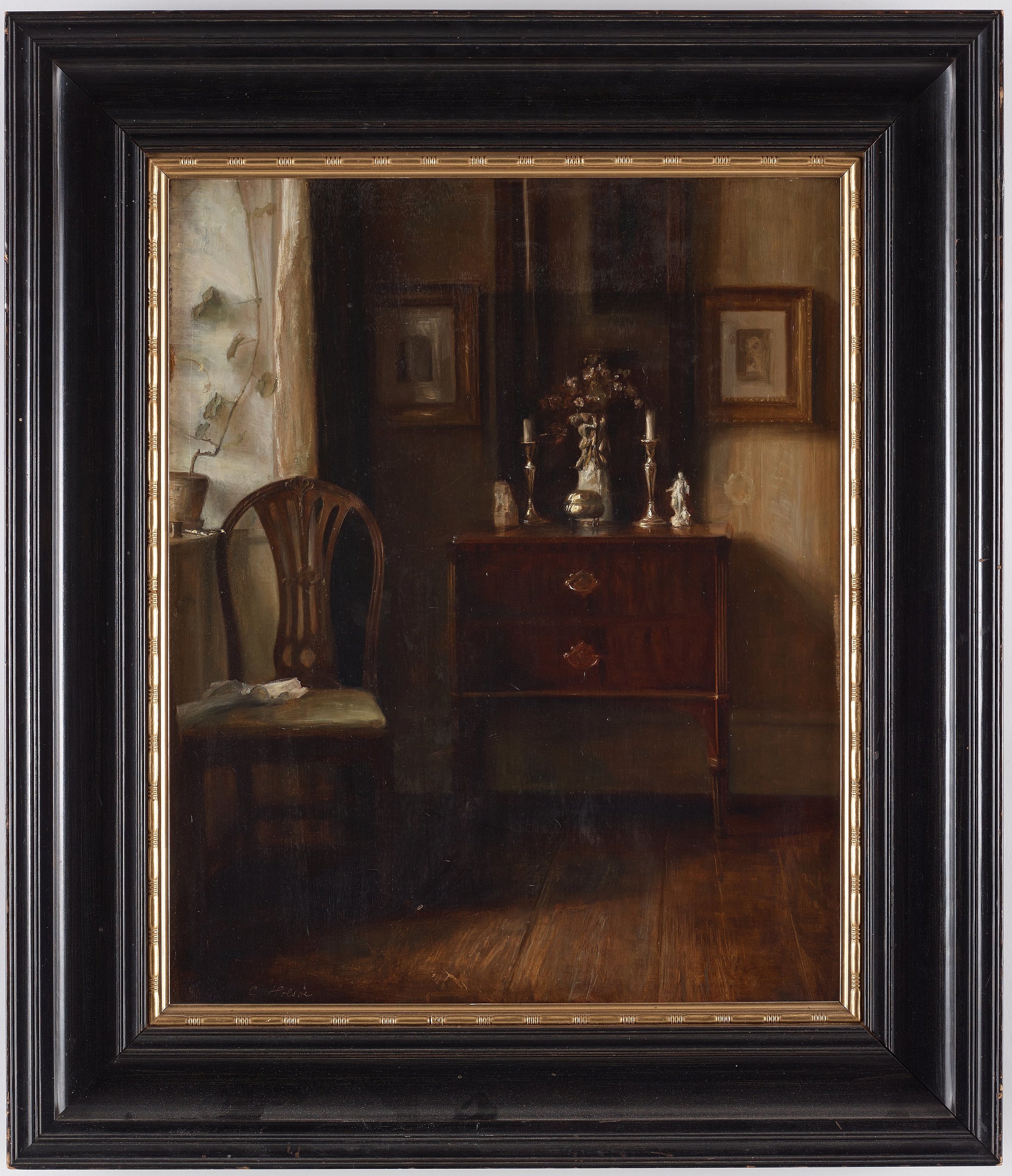 Carl Holsoe, Interior with chair. - Bukowskis