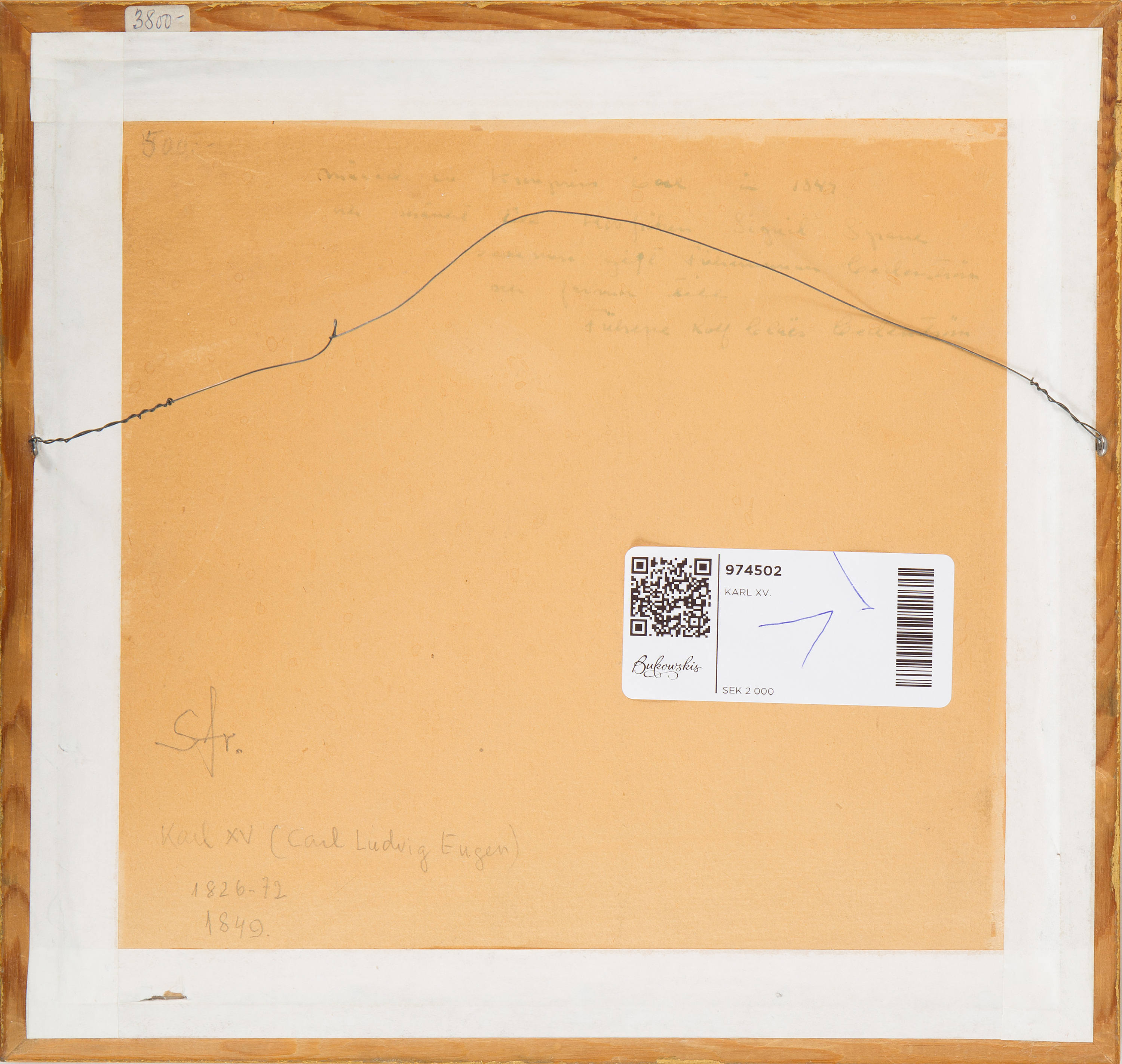 KARL XV, Drawing, signed and dated -49. - Bukowskis