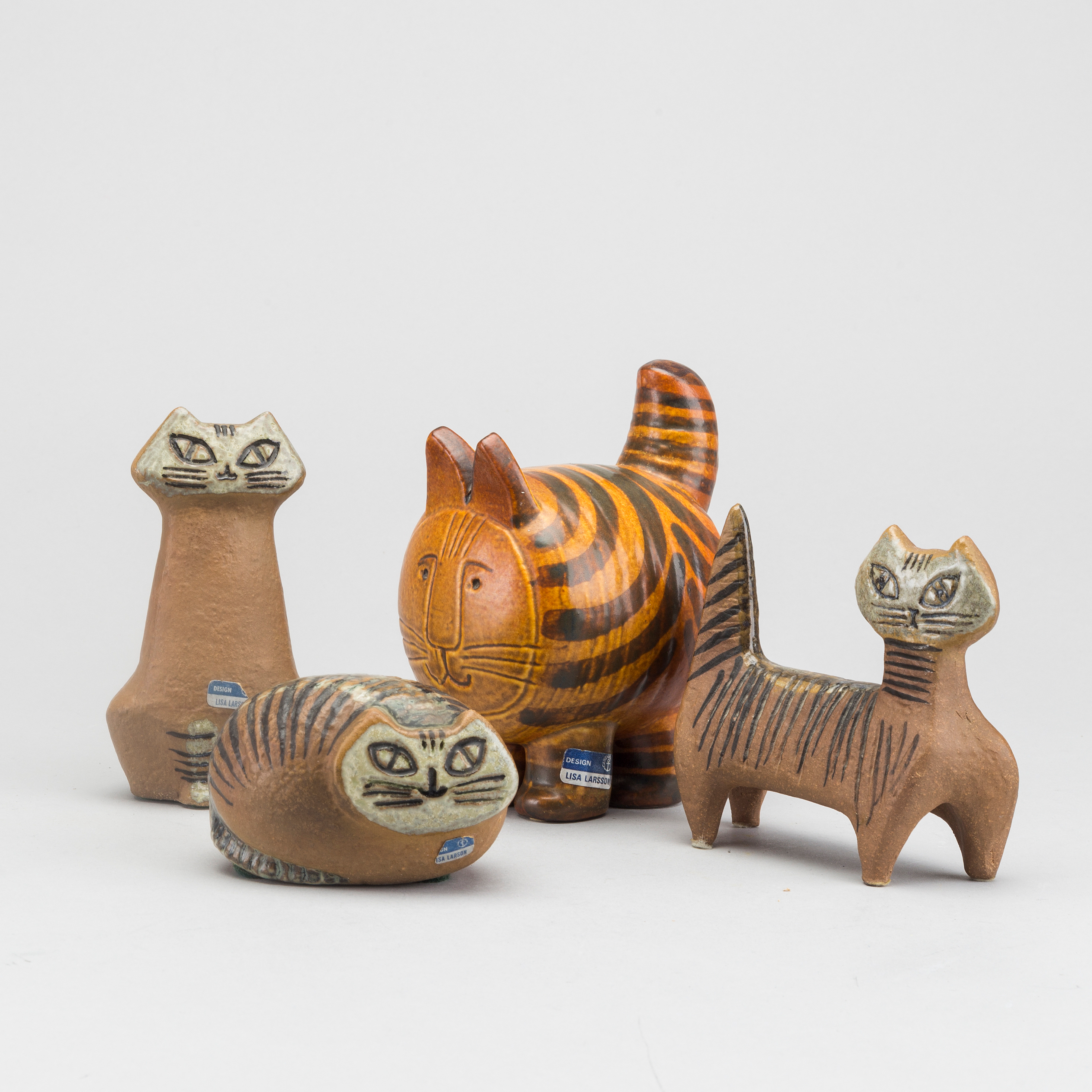 Four Lisa Larson stoneware figurins Gustavsberg. - Bukowskis