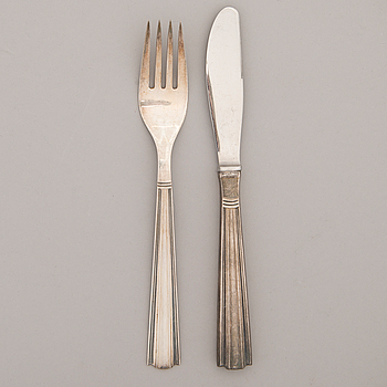 A 24-piece set of 'Margit' forks and knives in silver, Finland 1963 ...