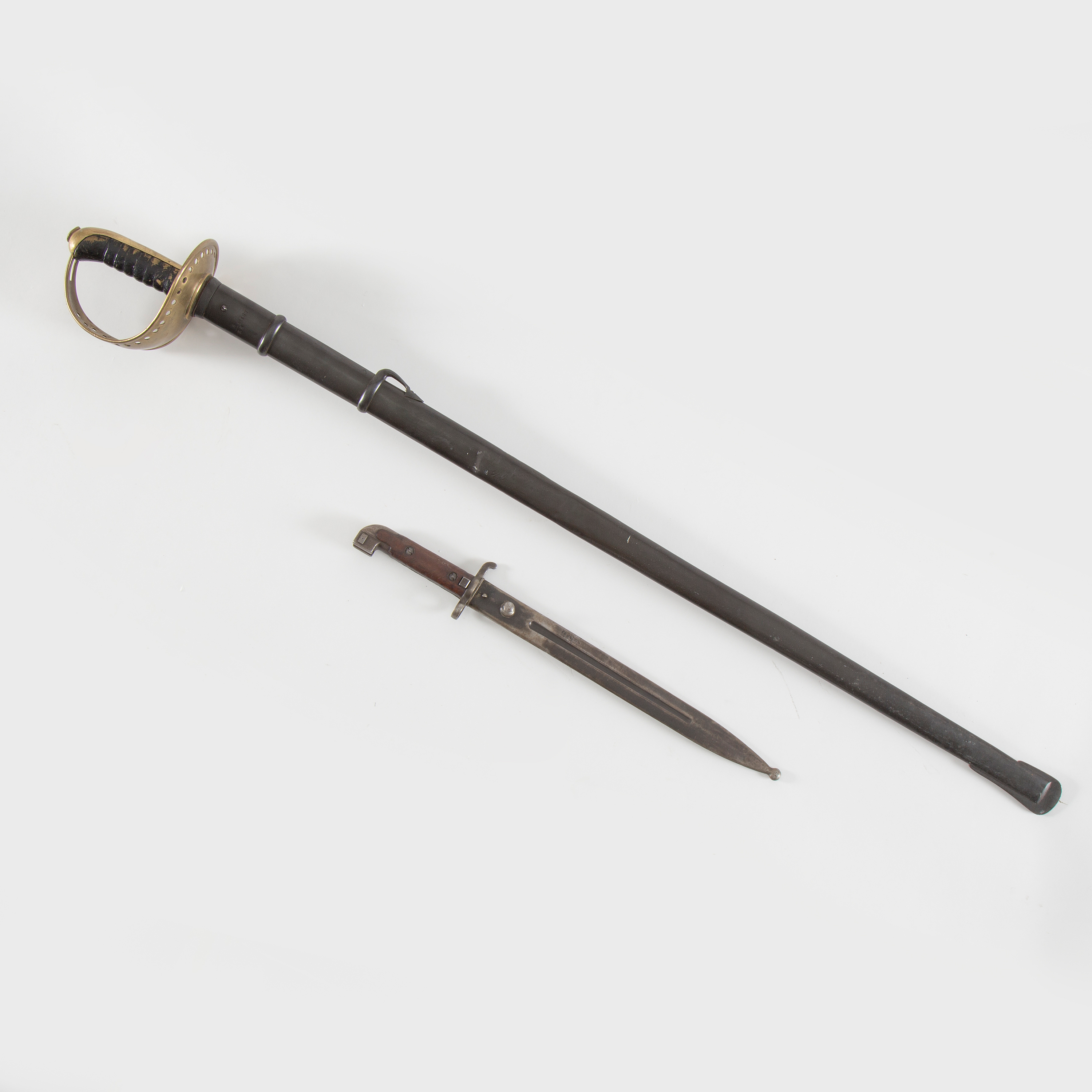 A Swedish cavalry sword model 1893 and a Swedish bayonet from around ...