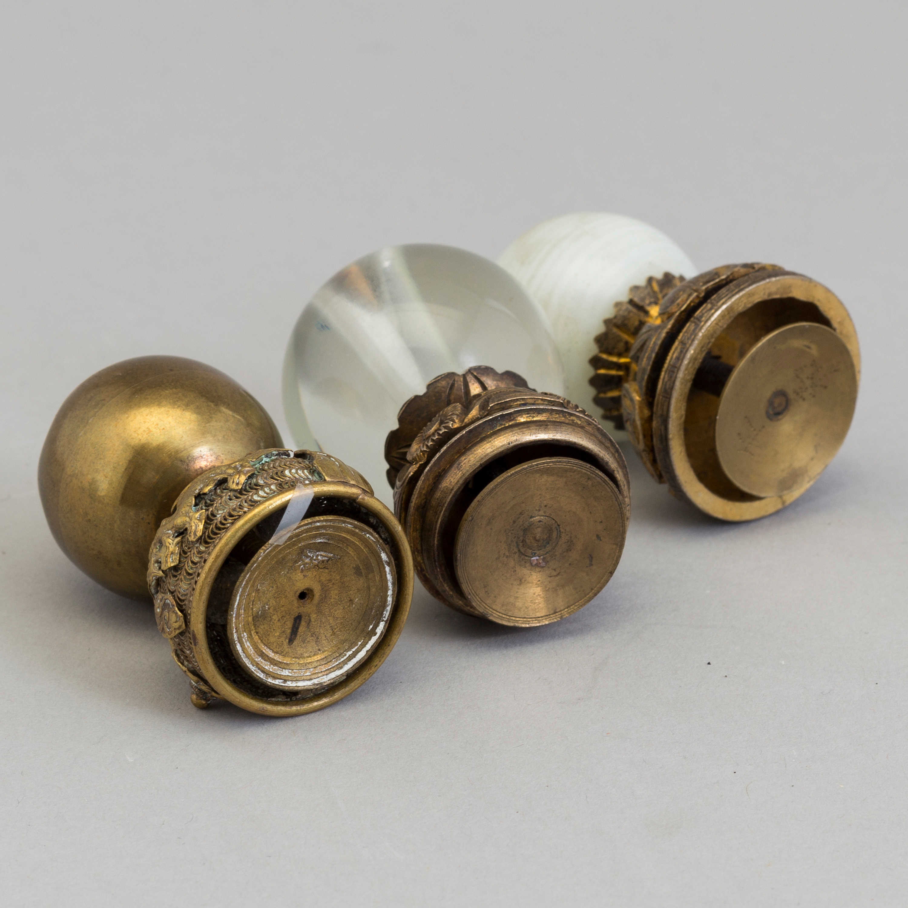 Three Chinese Mandarin hat buttons, late Qing dynasty, late 19th/early ...