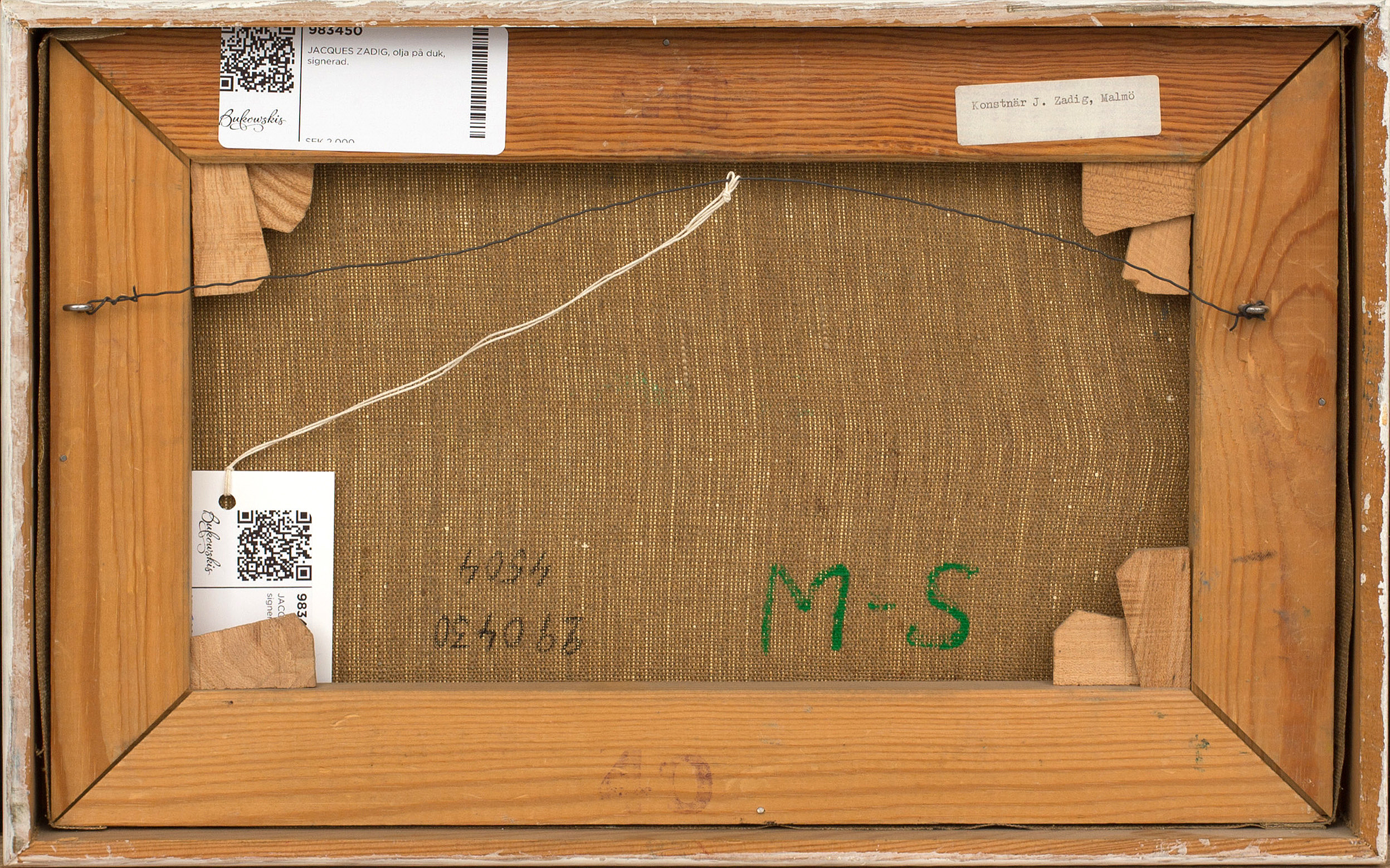 JACQUES ZADIG, olja på duk, signerad. - Bukowskis