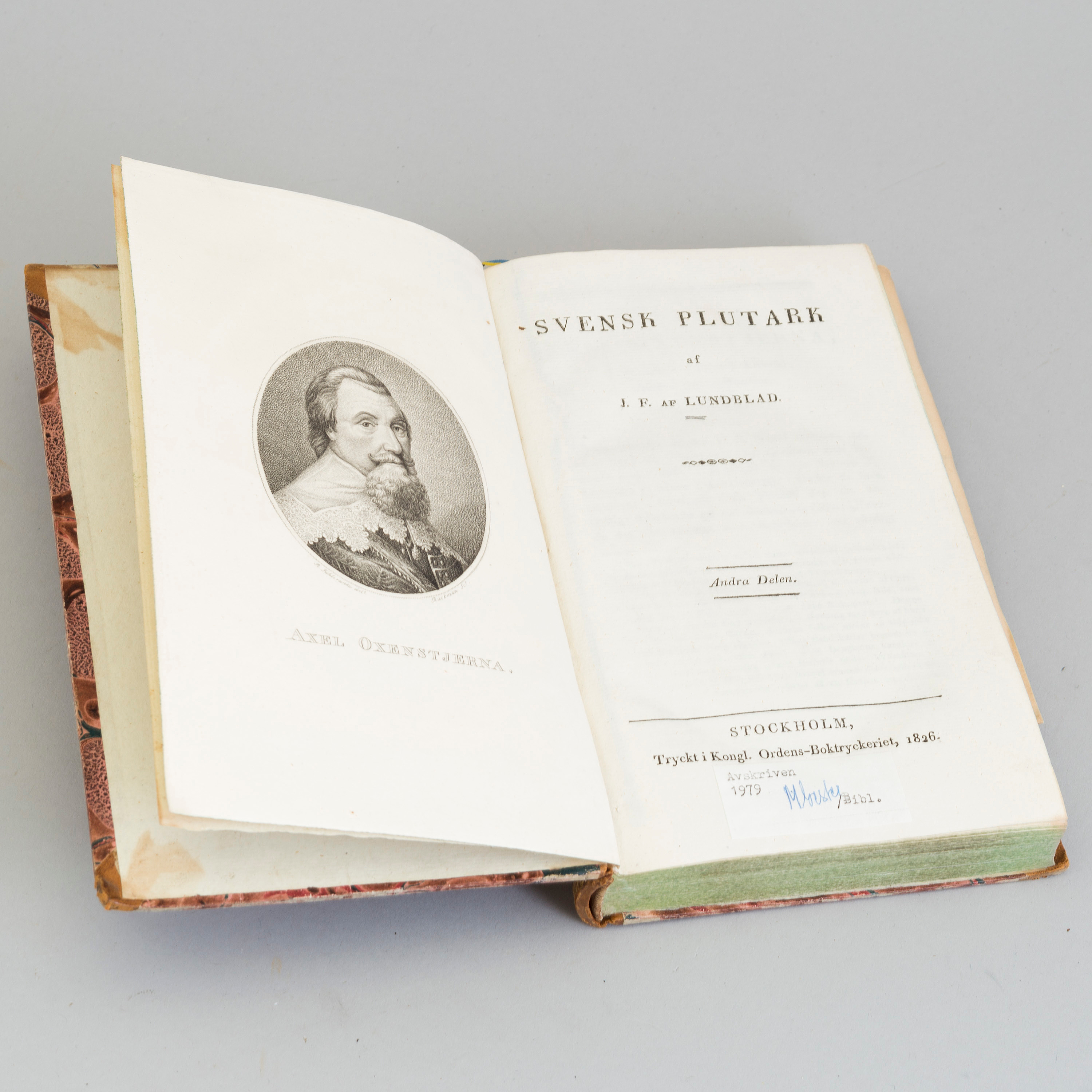 BÖCKER: 2 volymer, Svensk Plutark, JF af Lundblad, tryckt hos Kongl ...
