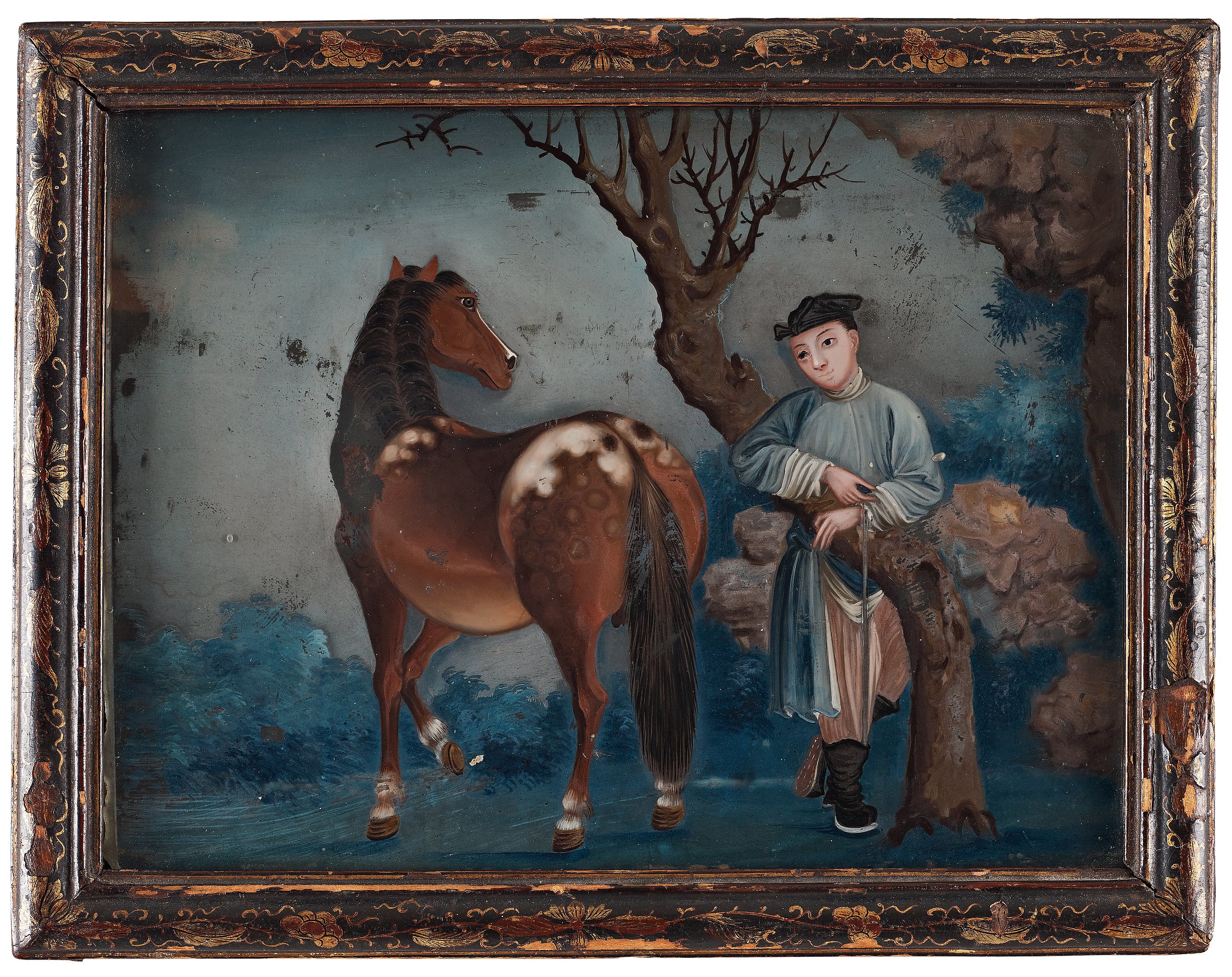 A reverse glass painting, Qing dynasty, Qianlong (1736-95). - Bukowskis