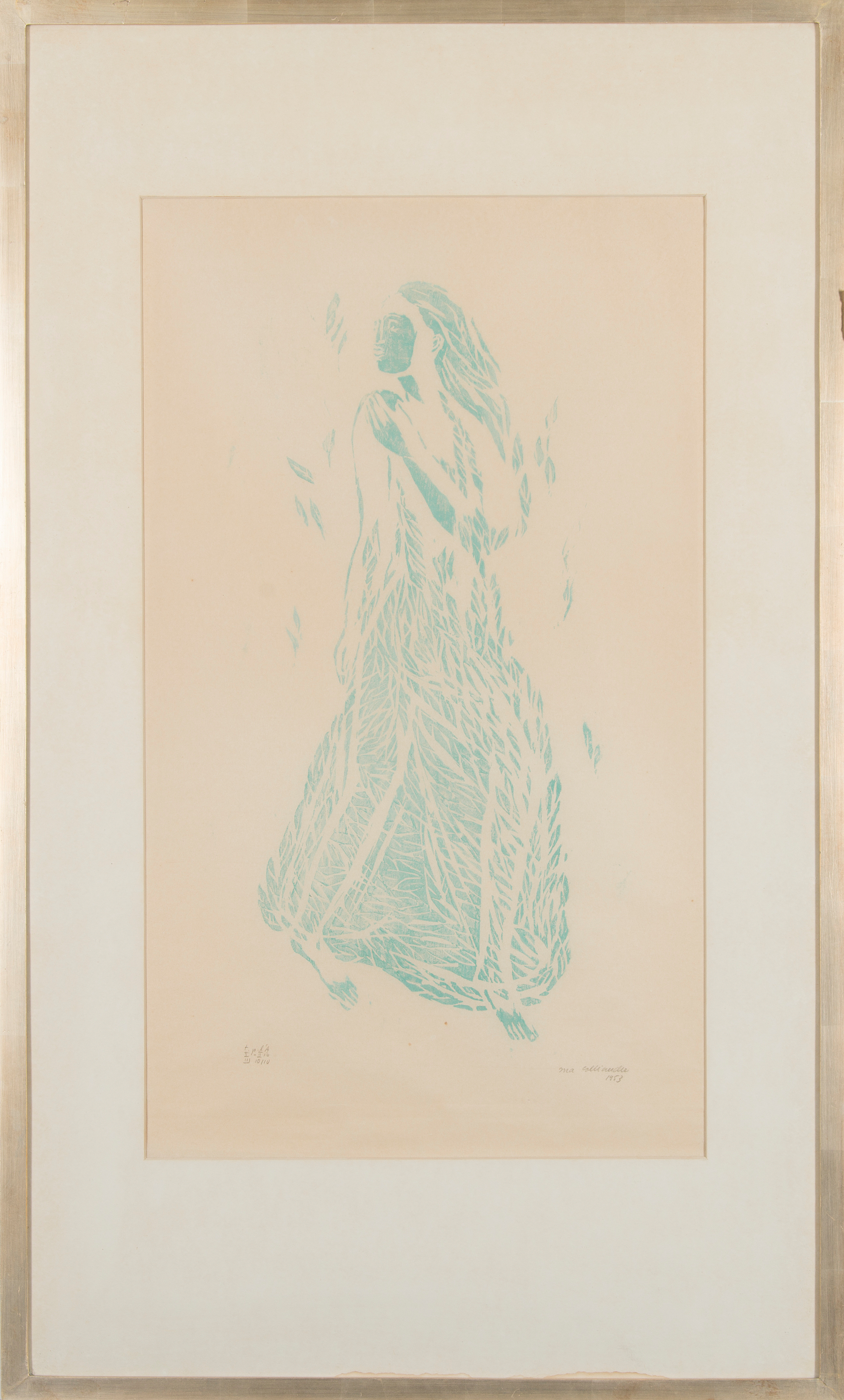 INA COLLIANDER, puupiirros, signeerattu ja päivätty 1953, numeroitu I ...